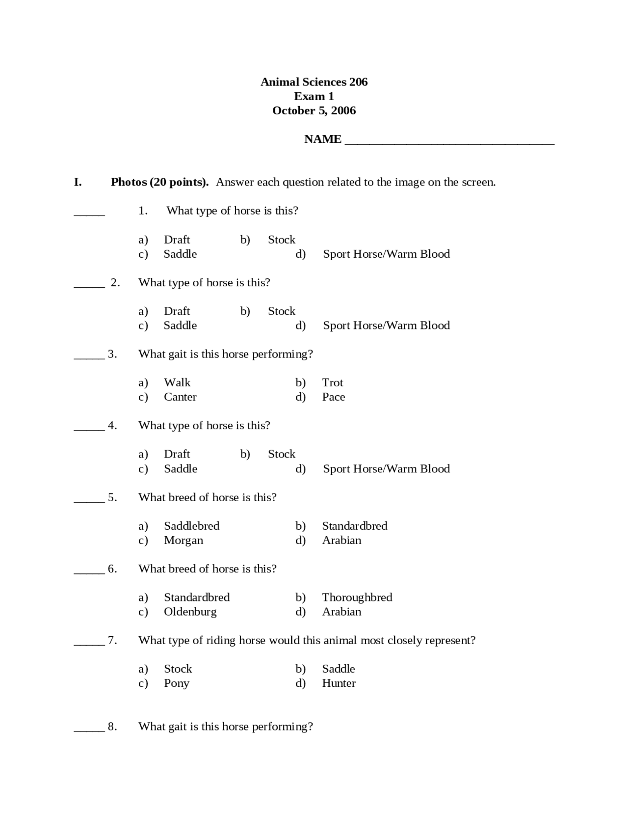 5 Questions on Confirmation Anatomy in Animal Science - Exam 1 | ANSC ...