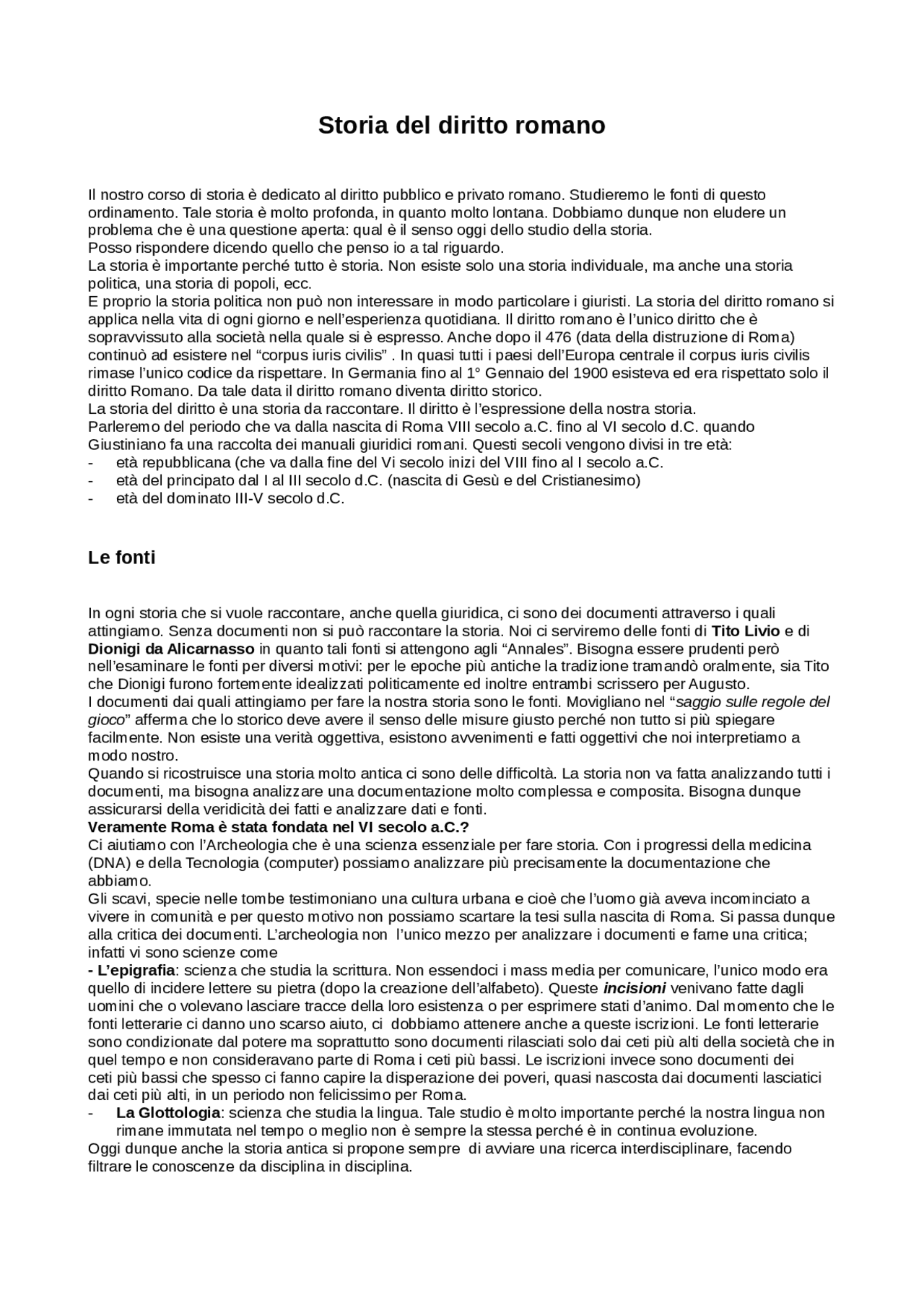 Storia del diritto romano - Docsity