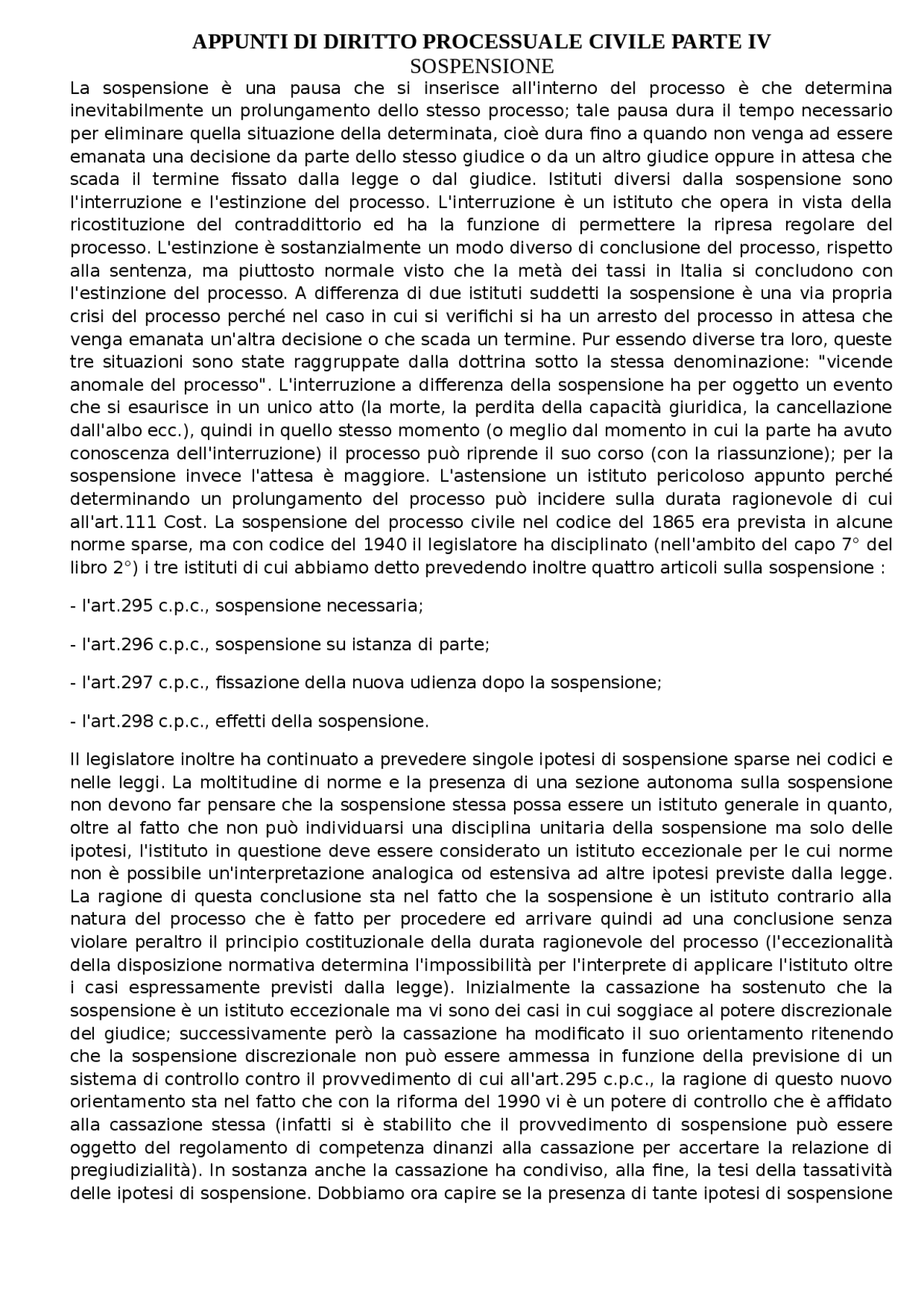 Appunti Di Diritto Processuale Civile Parte Iv Docsity
