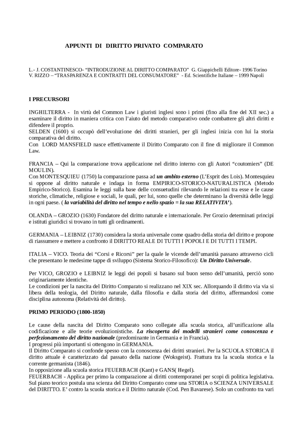 Appunti Di Diritto Privato Comparato Docsity