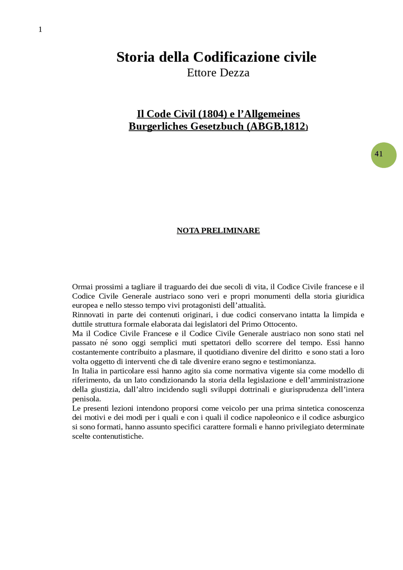 Storia Della Codificazione Civile Docsity