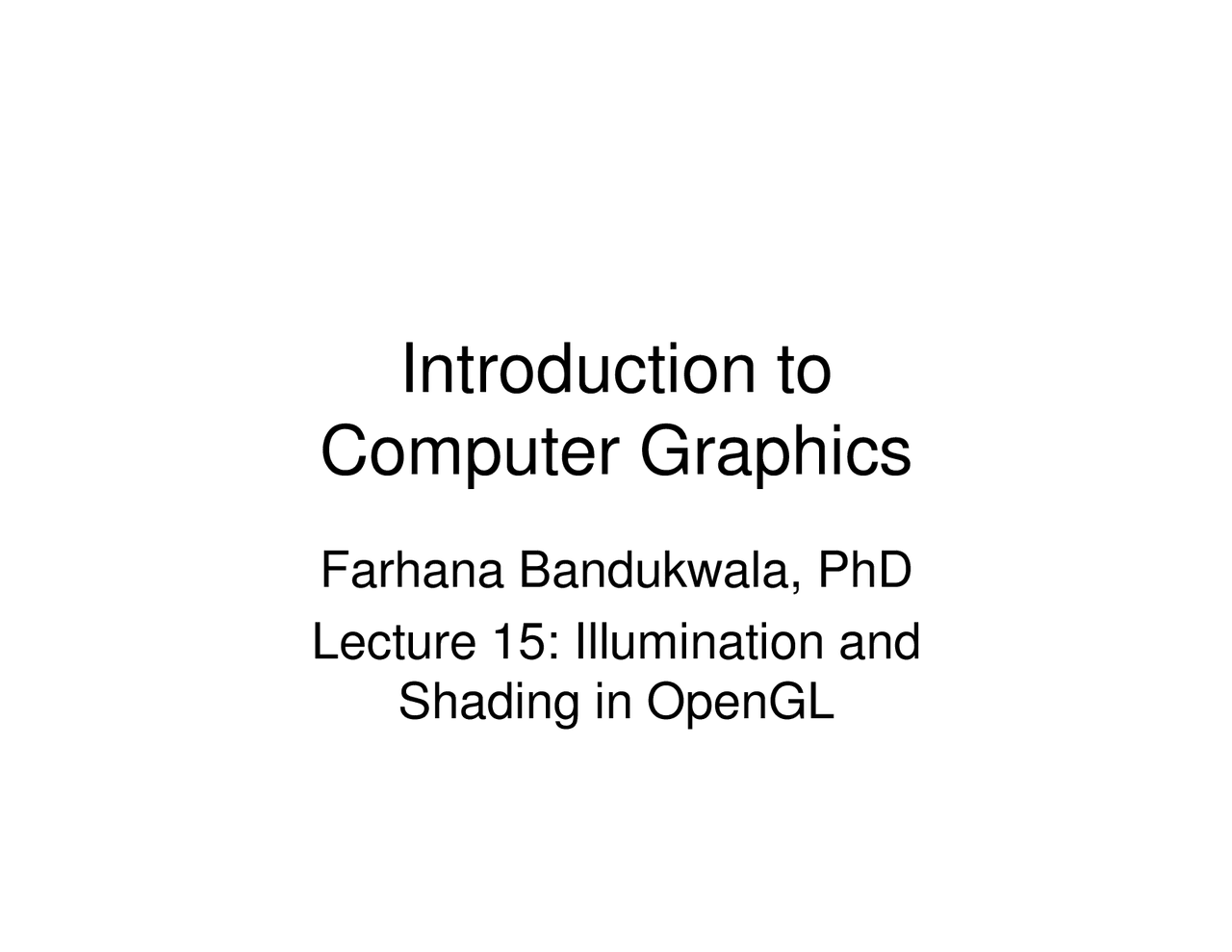 Illumination And Shading In Opengl Outline Socc 167 Docsity