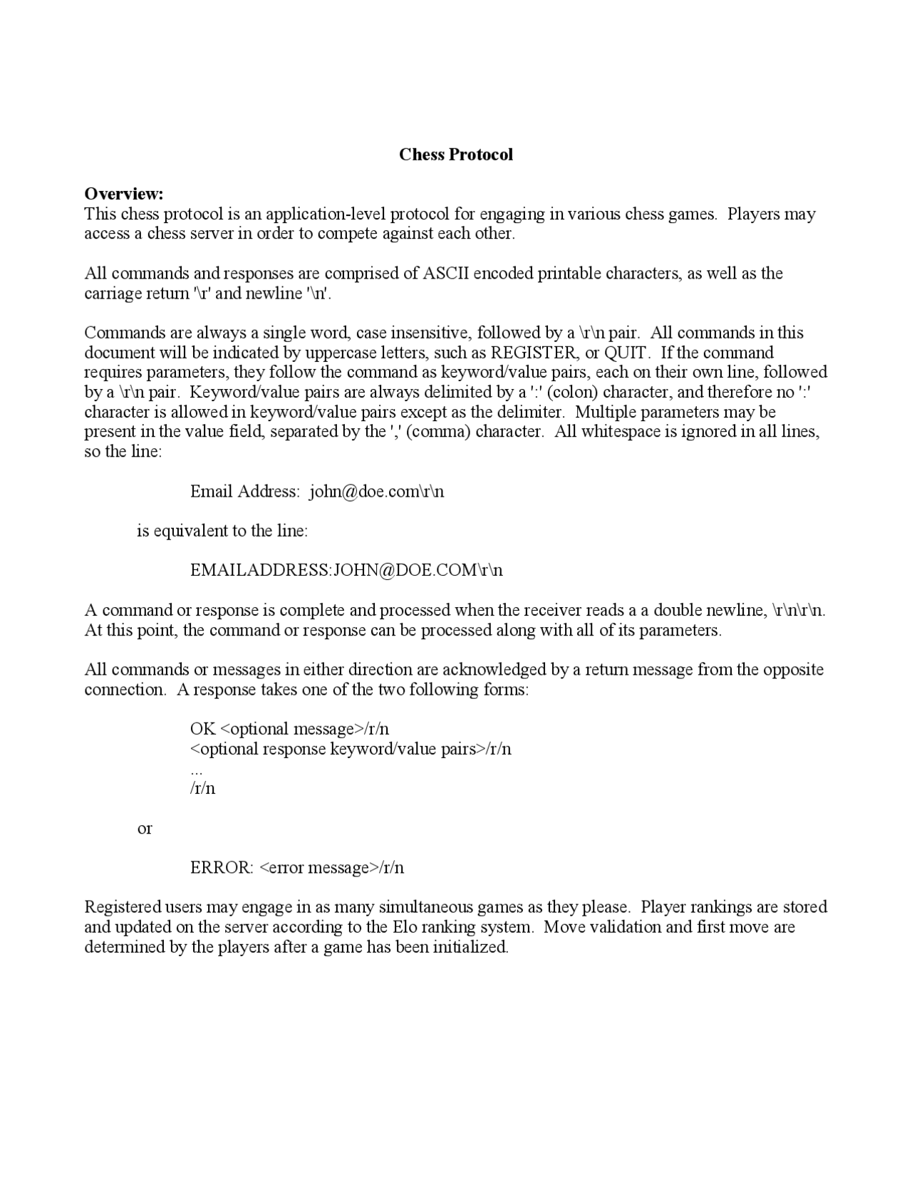 Lecture Notes On Chess Protocol Client Server Programming Cs 580 Docsity