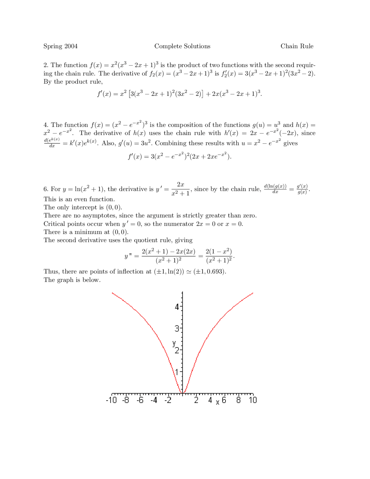 Chain Rule Derivatives of Various Functions - Prof. J. M. Mahaffy ...