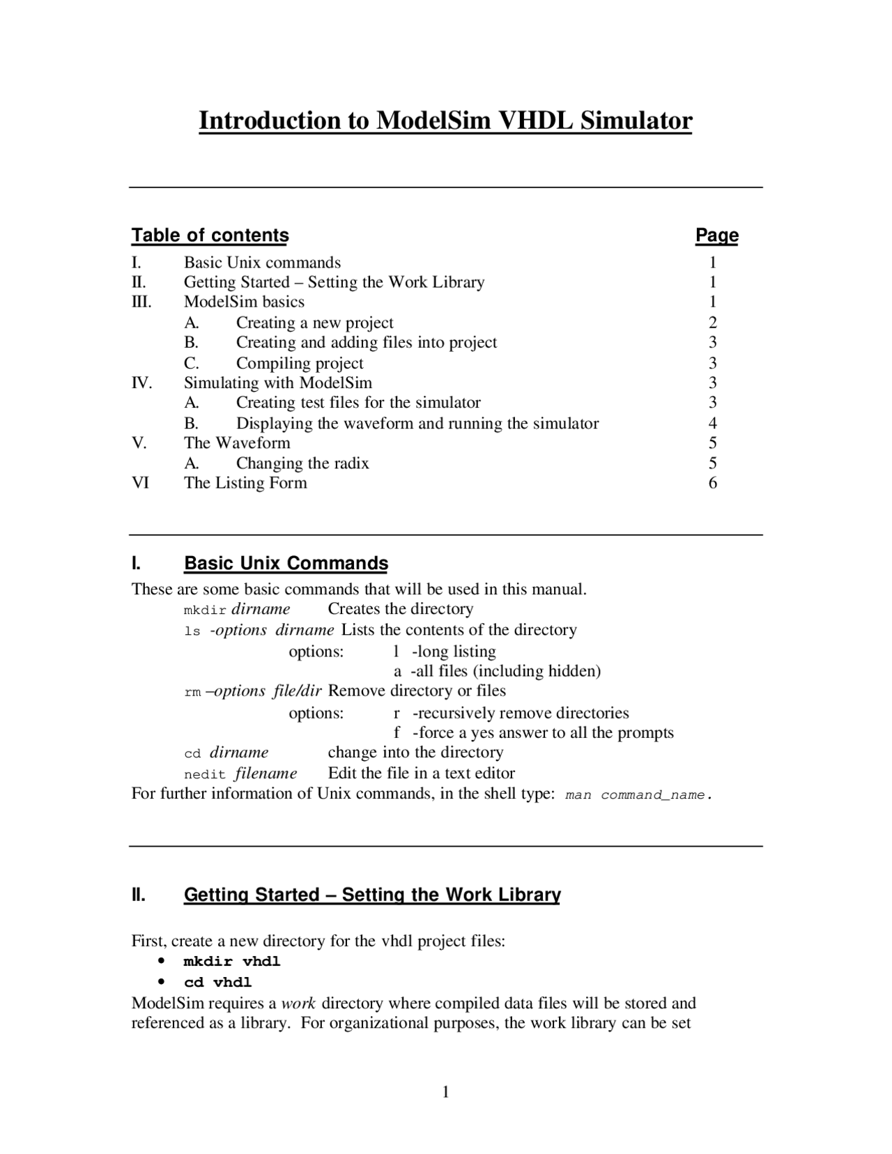 Introduction To Modelsim Vhdl Simulator Rec 475 Docsity