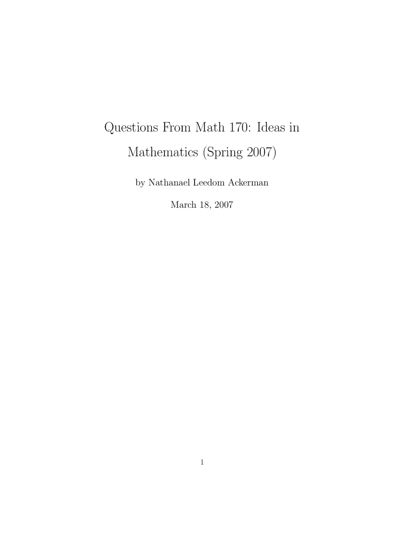Practice Questions For Exam Ideas In Mathematics Math 170 Docsity