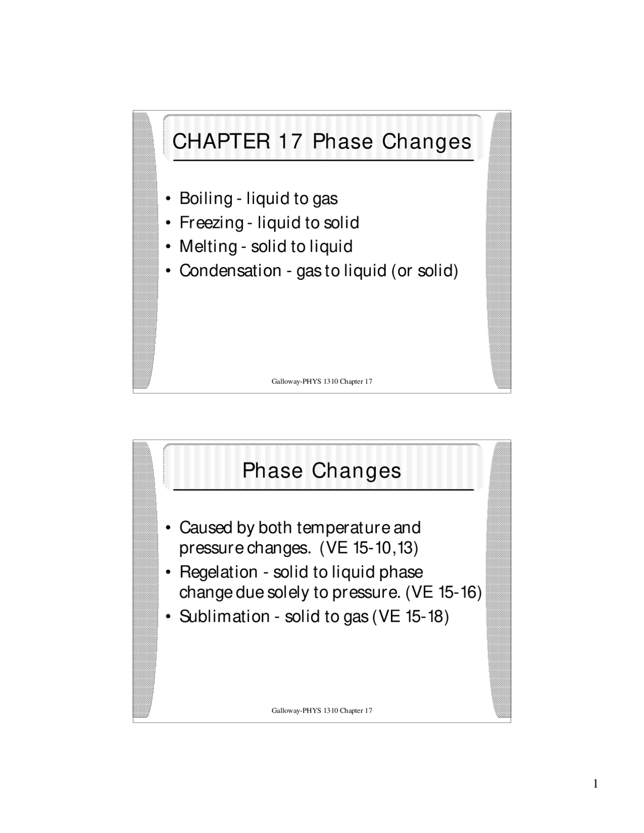 Lecture Slides on Phase Changes - Element Physics | PHYS 1310 | Study ...