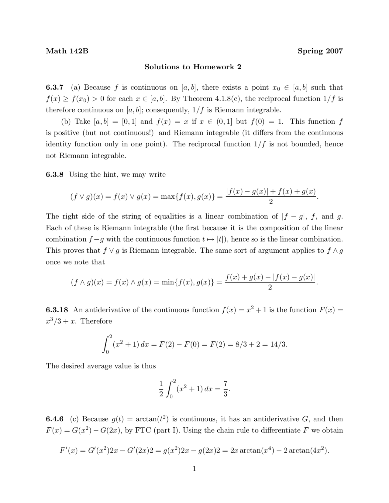 Solutions To Homework 2 Introduction To Analysis Ii Math 142b Docsity