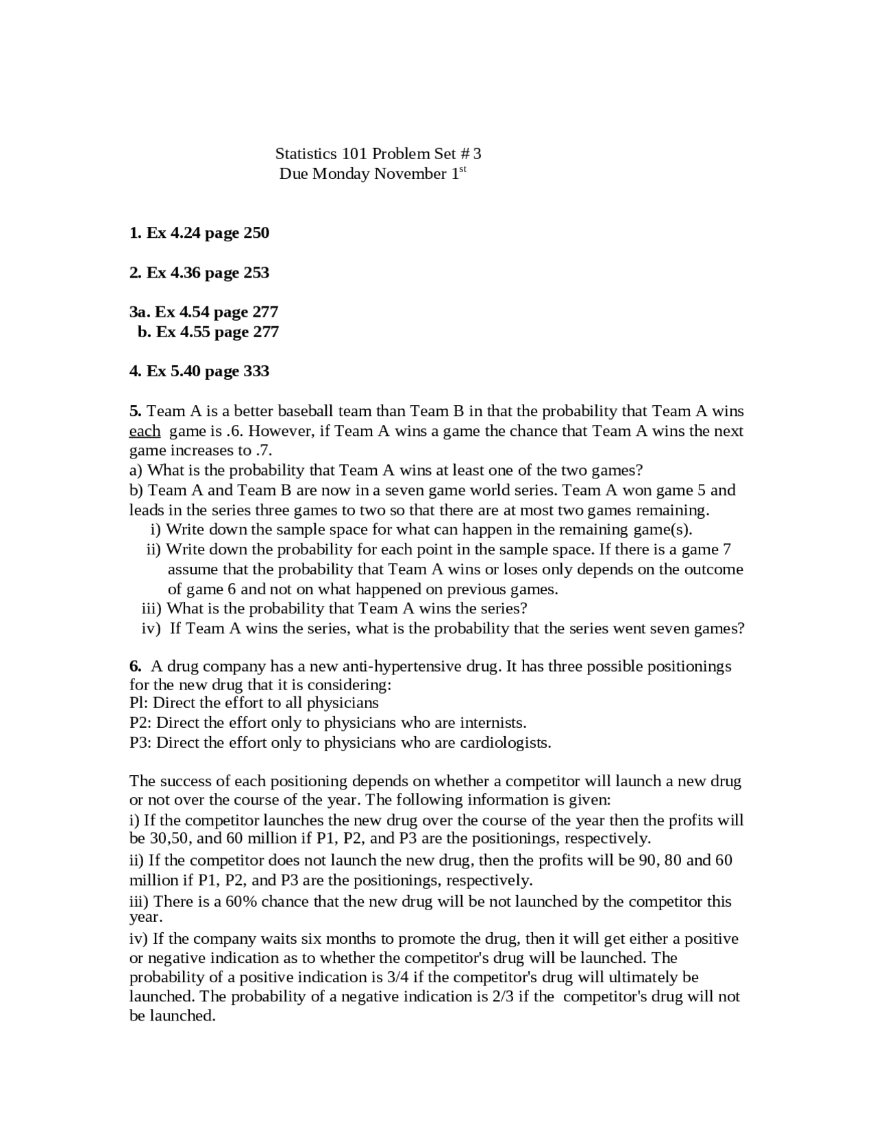 Introduction To Business Statistics Assignment 3 Problems Stat 101 Docsity