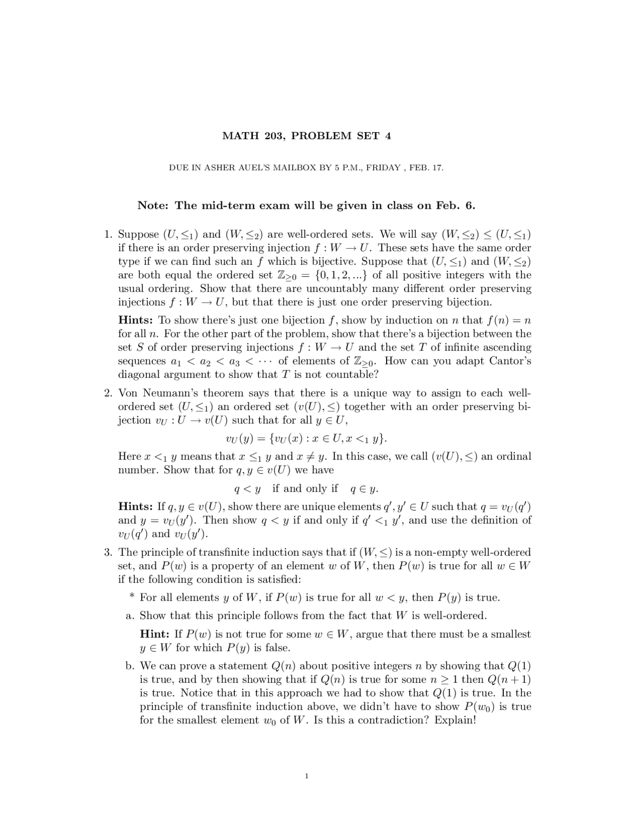 Problem Set 4 Proving Things Algebra Math 203 Docsity