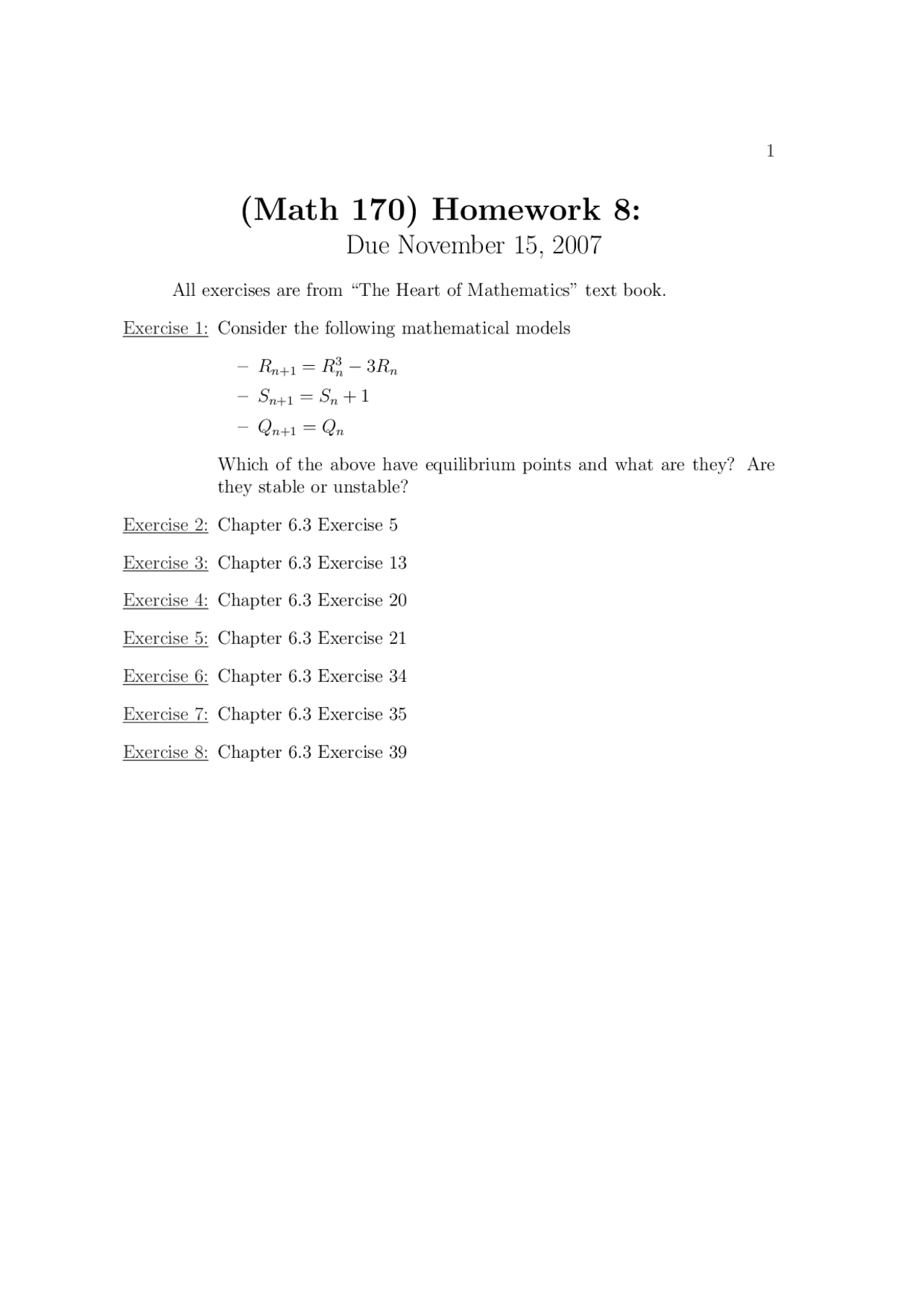 8 Exercises On Ideas In Mathematics Assignment 8 Math 170 Docsity