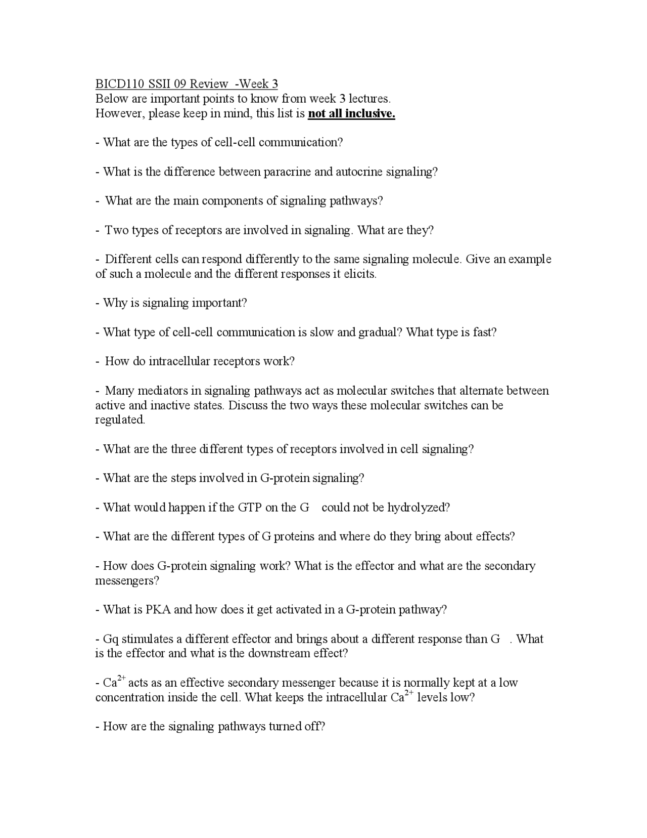 Introduction to the Cell Biology - Review Sheet | BICD 110 - Docsity