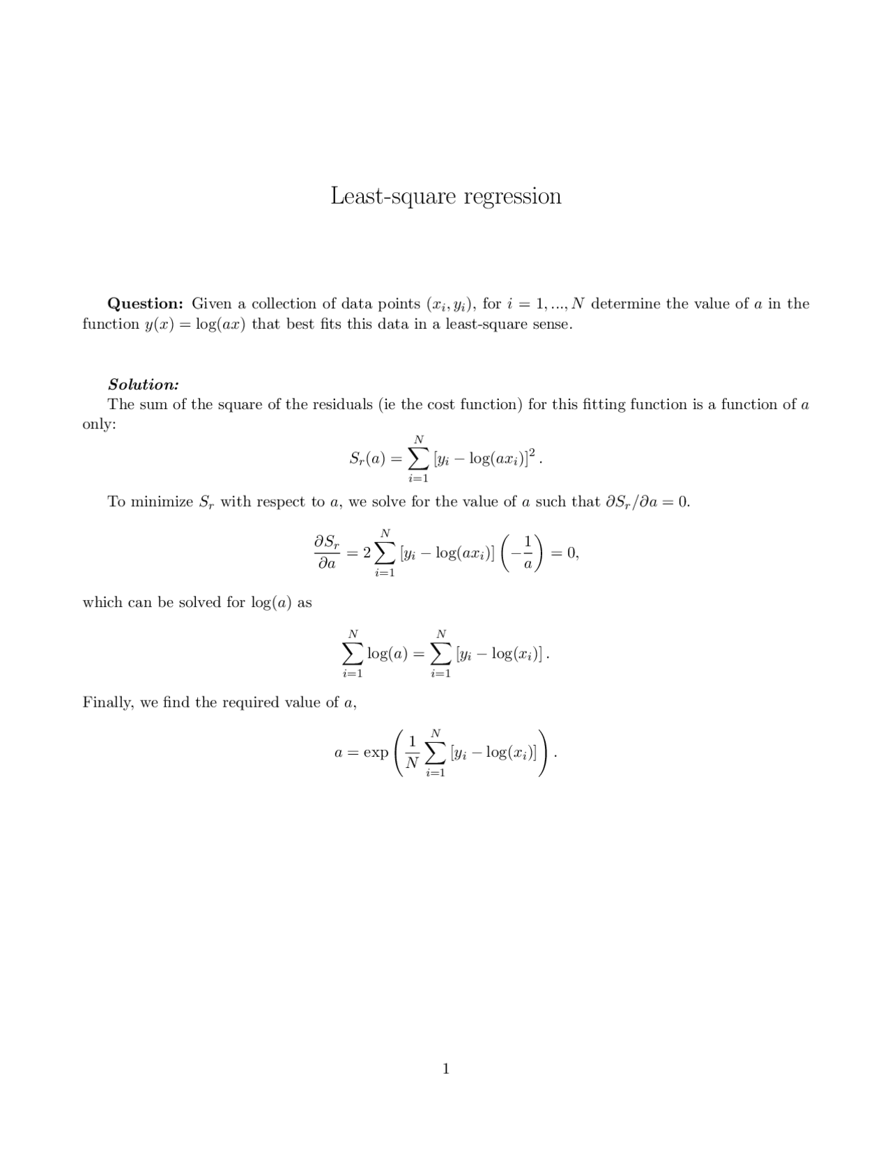 Least Square Regression Assignment Solution Soca 107 Docsity