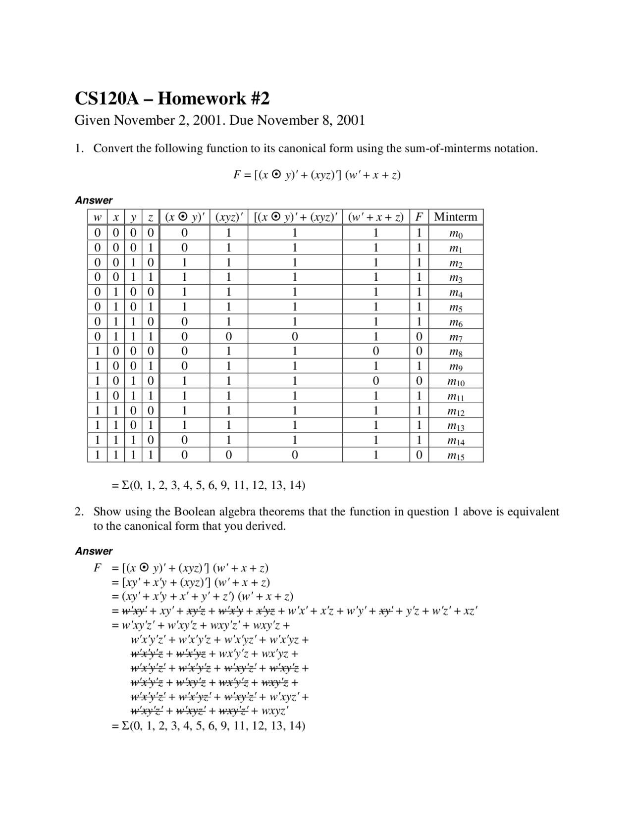 4 Solved Problems On Logic Design Practice Assignment 2 Cs 120a
