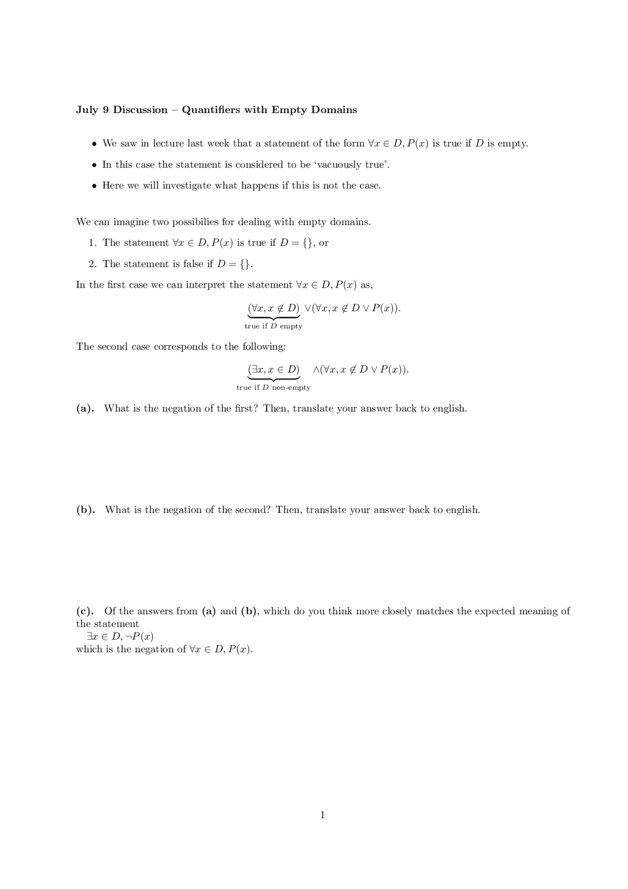 Quantifiers with Empty Domains - Notes | SOCL 20 - Docsity
