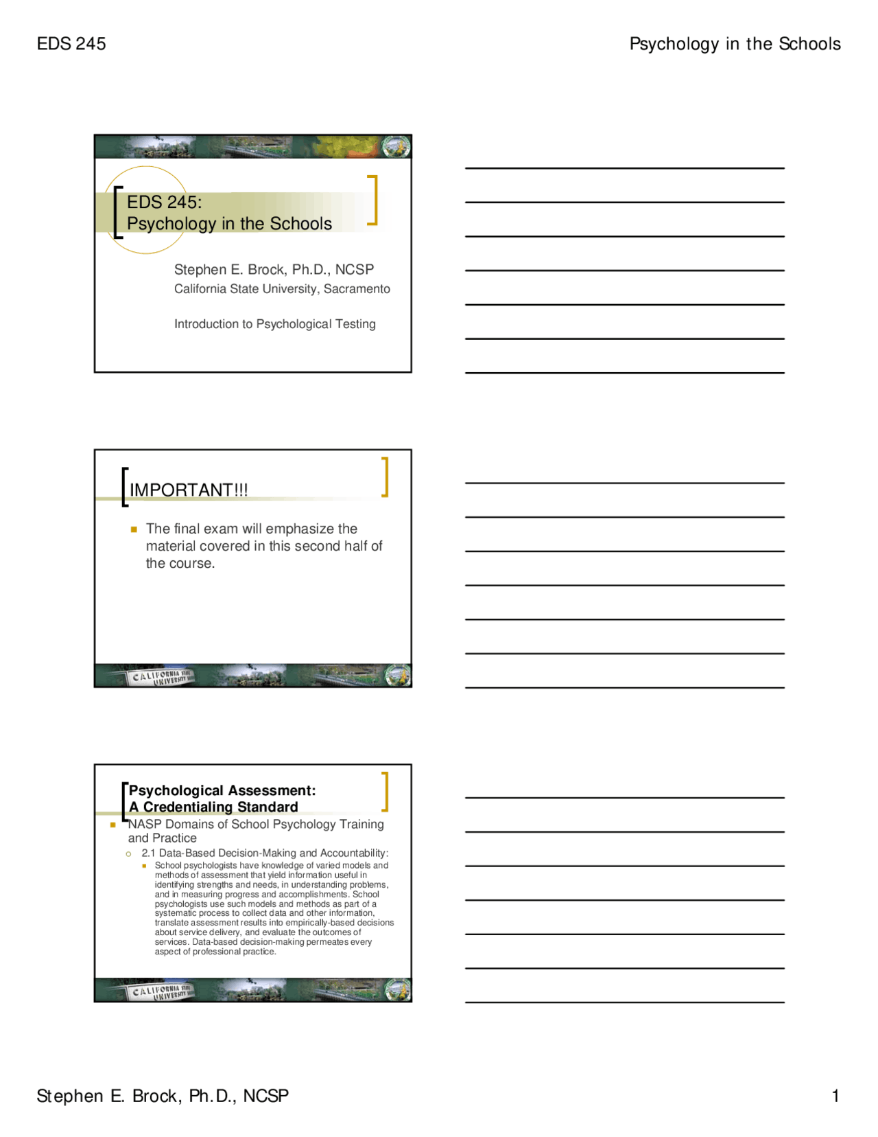 Psychology In Schools Slides Lecture Eds 245 Docsity