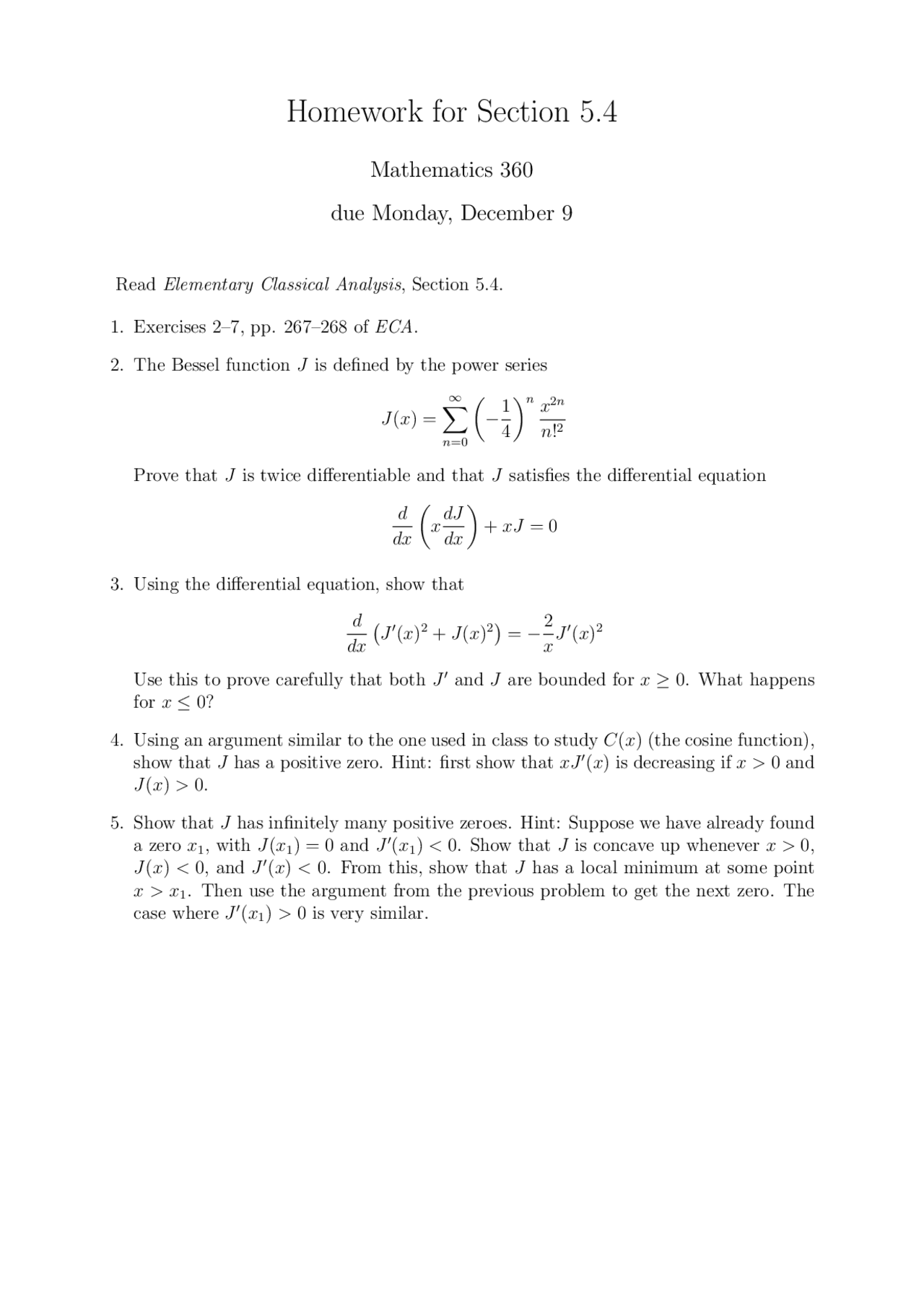Assignment With Solutions For Advanced Calculus Math 360 Docsity