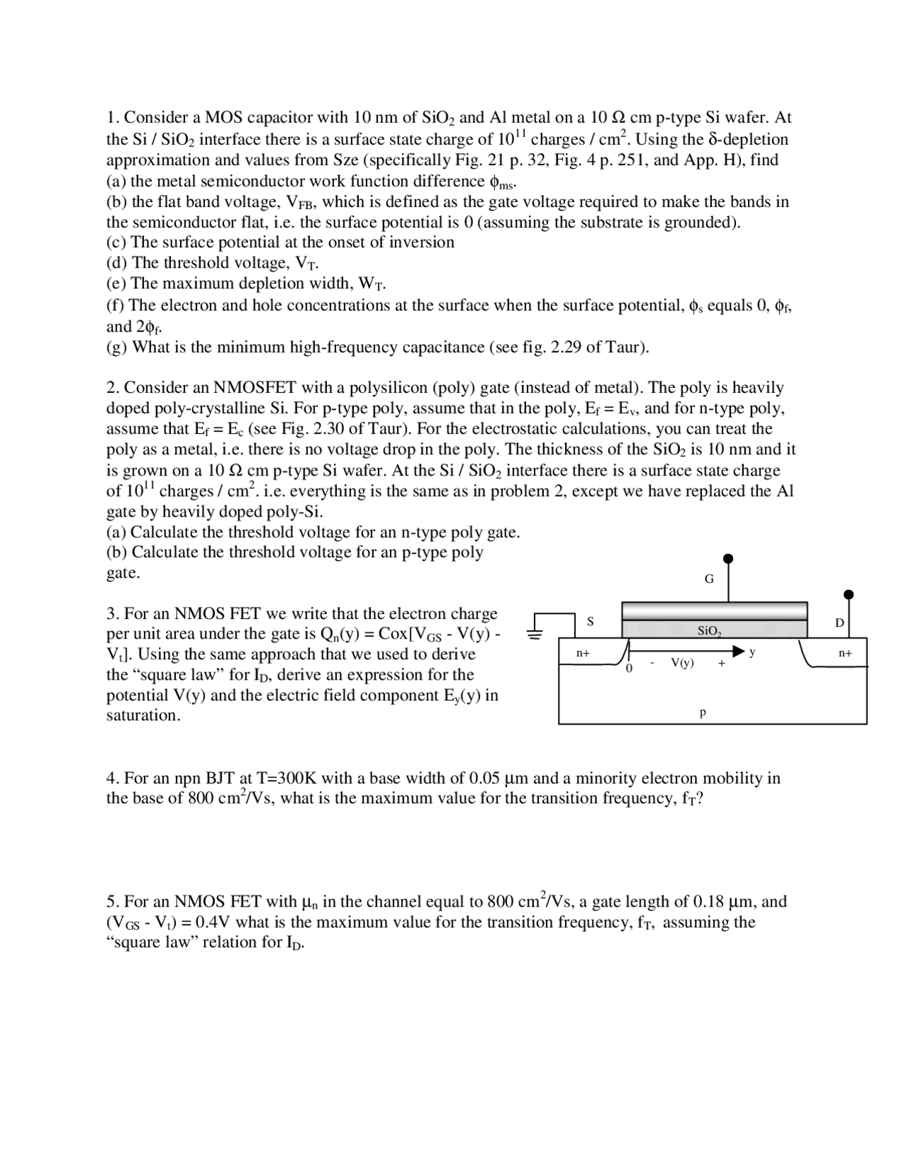 5 Problems On Solid State Devices Assignment 3 Ee 203 Docsity