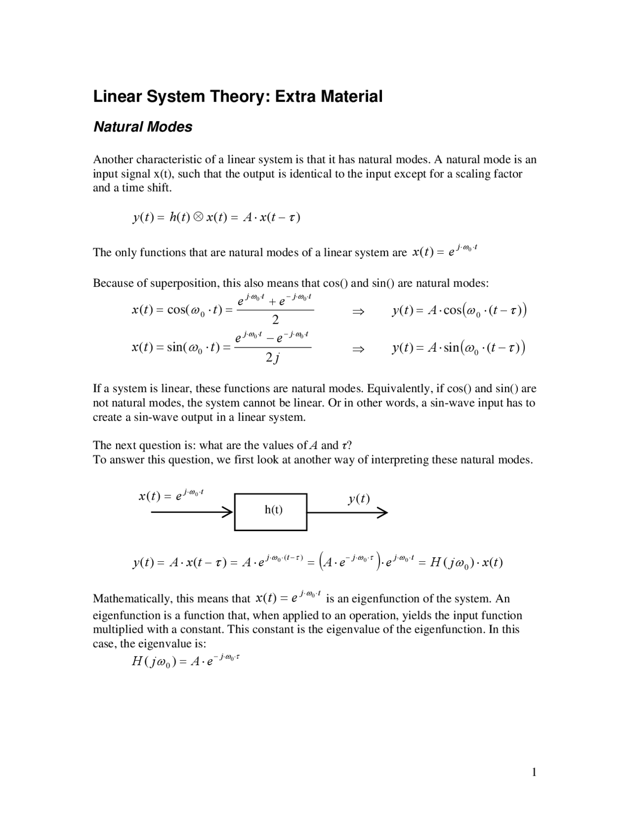 Linear System Theory Extra Material Notes Ece 102 Docsity