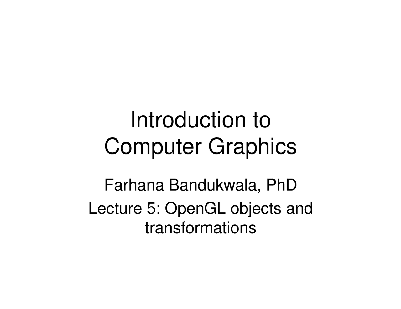 Transformation Matrices In Opengl Lecture Slides Cse 167 Docsity