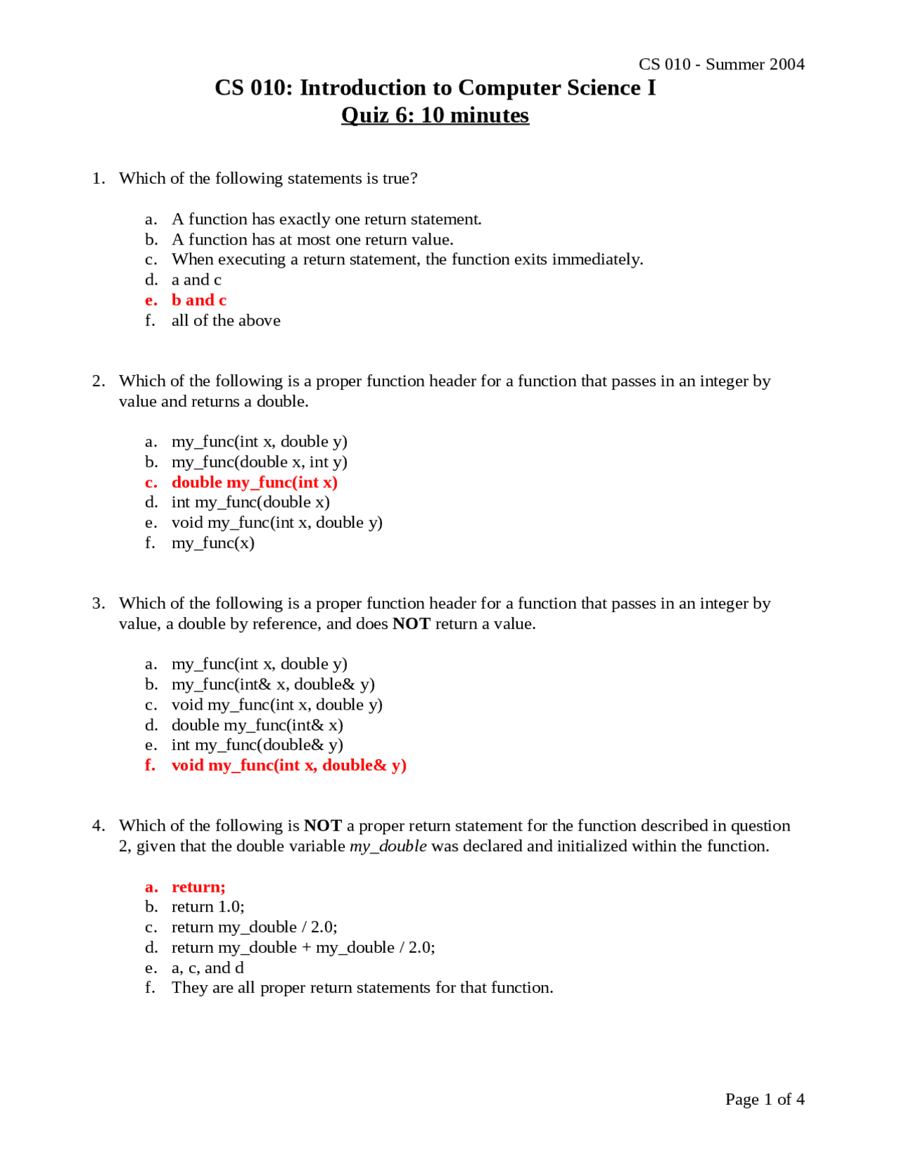 Quiz For Introduction To Computer Science I Cs 010 Docsity