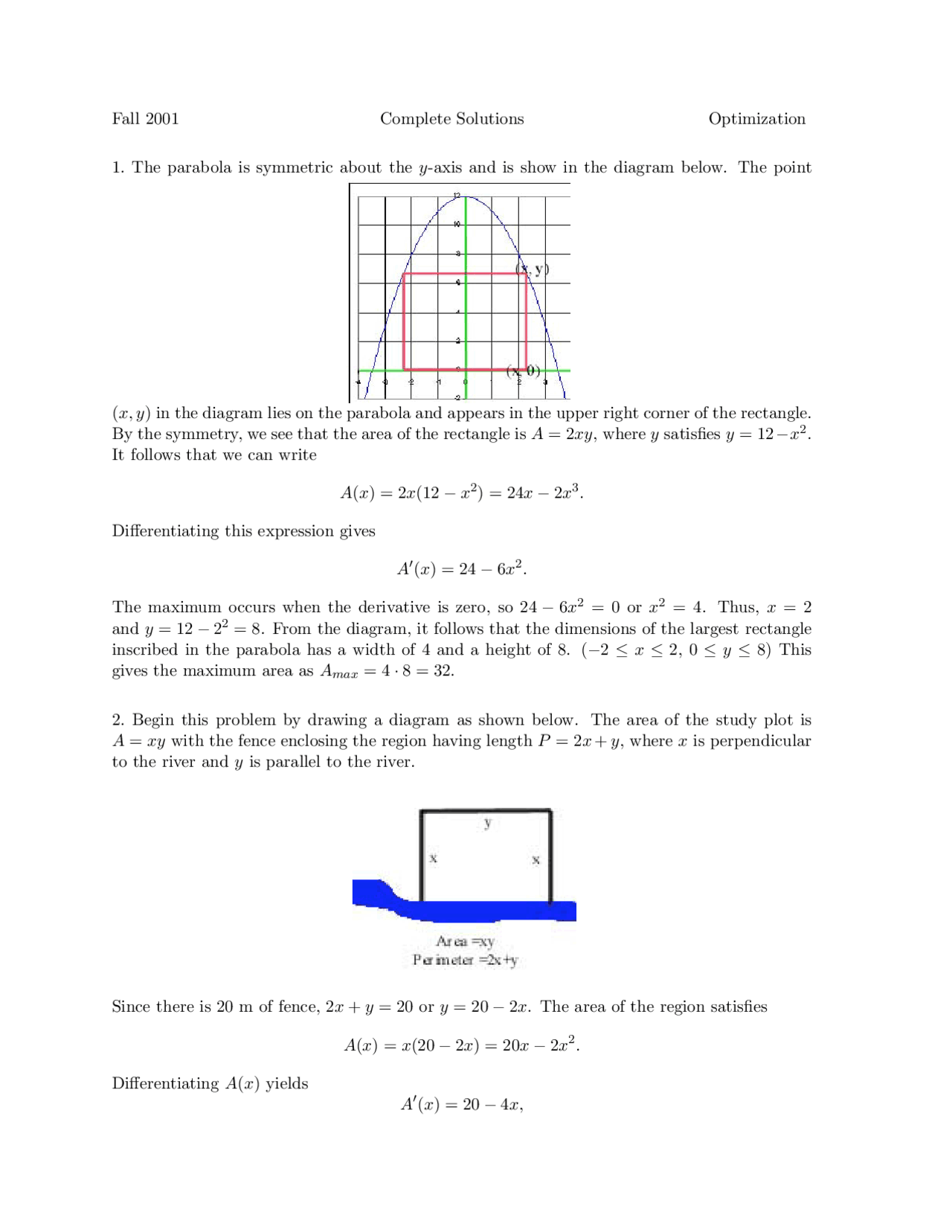 Complete Solutions Of Assignment Questions Optimization Math 122