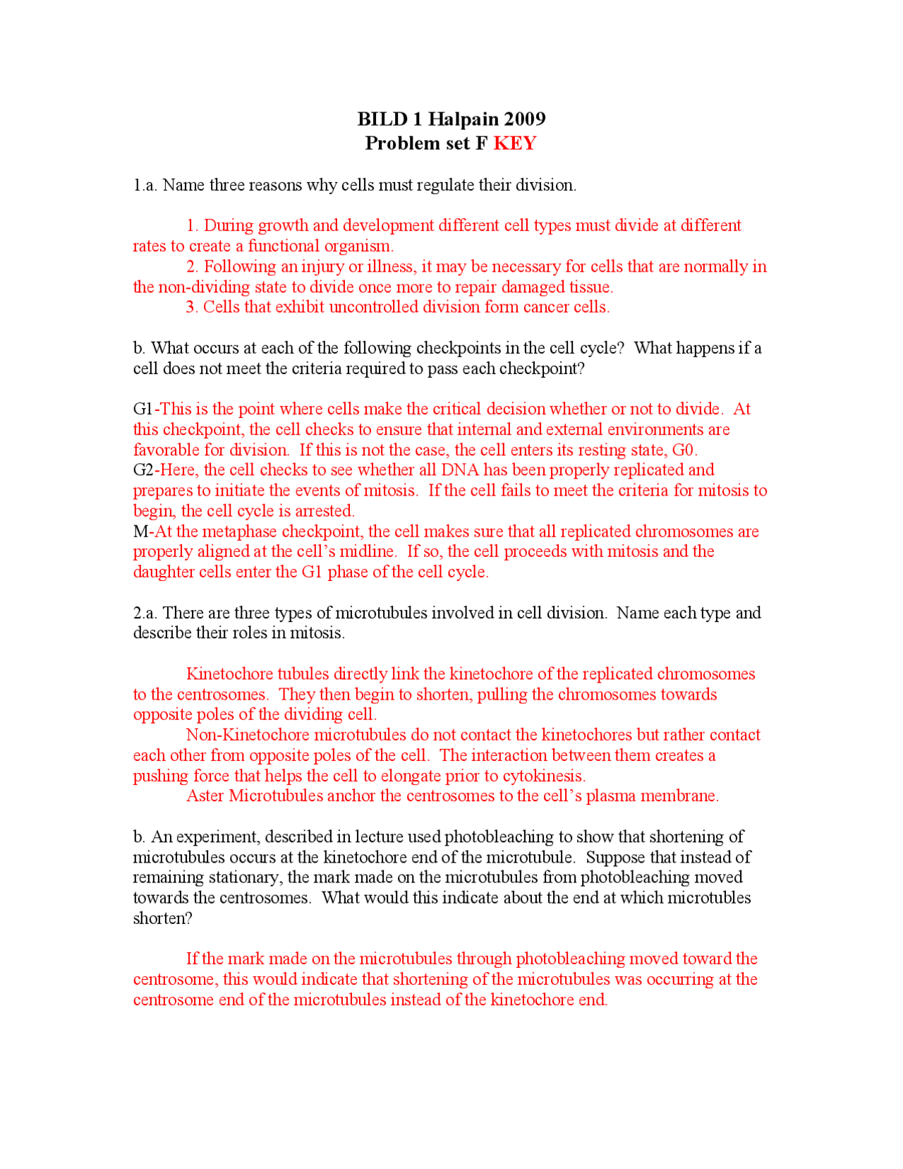 9 Problems Set With Solution Cell Biology Assignment Bild 1 Docsity