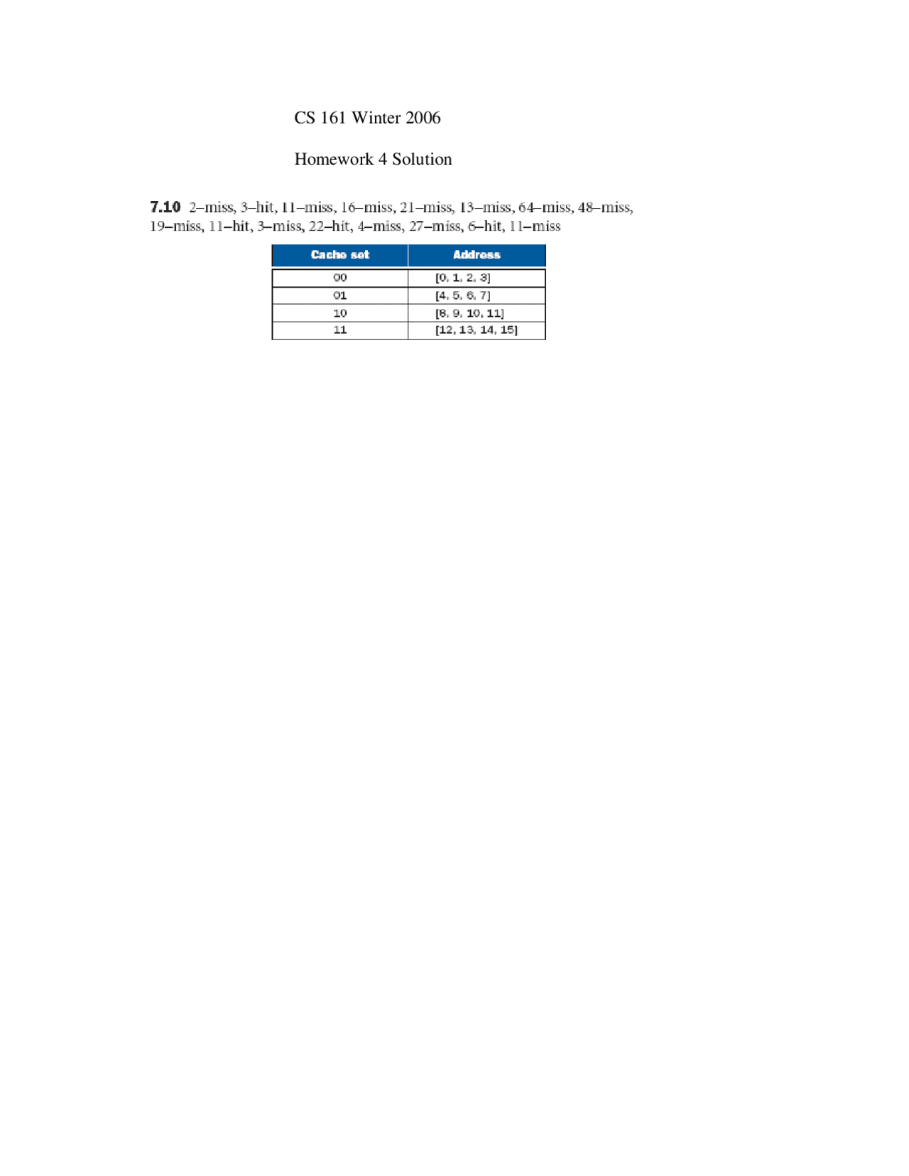 Homework 4 with Solutions for Design and Architecture Computing System | CS 161 - Docsity