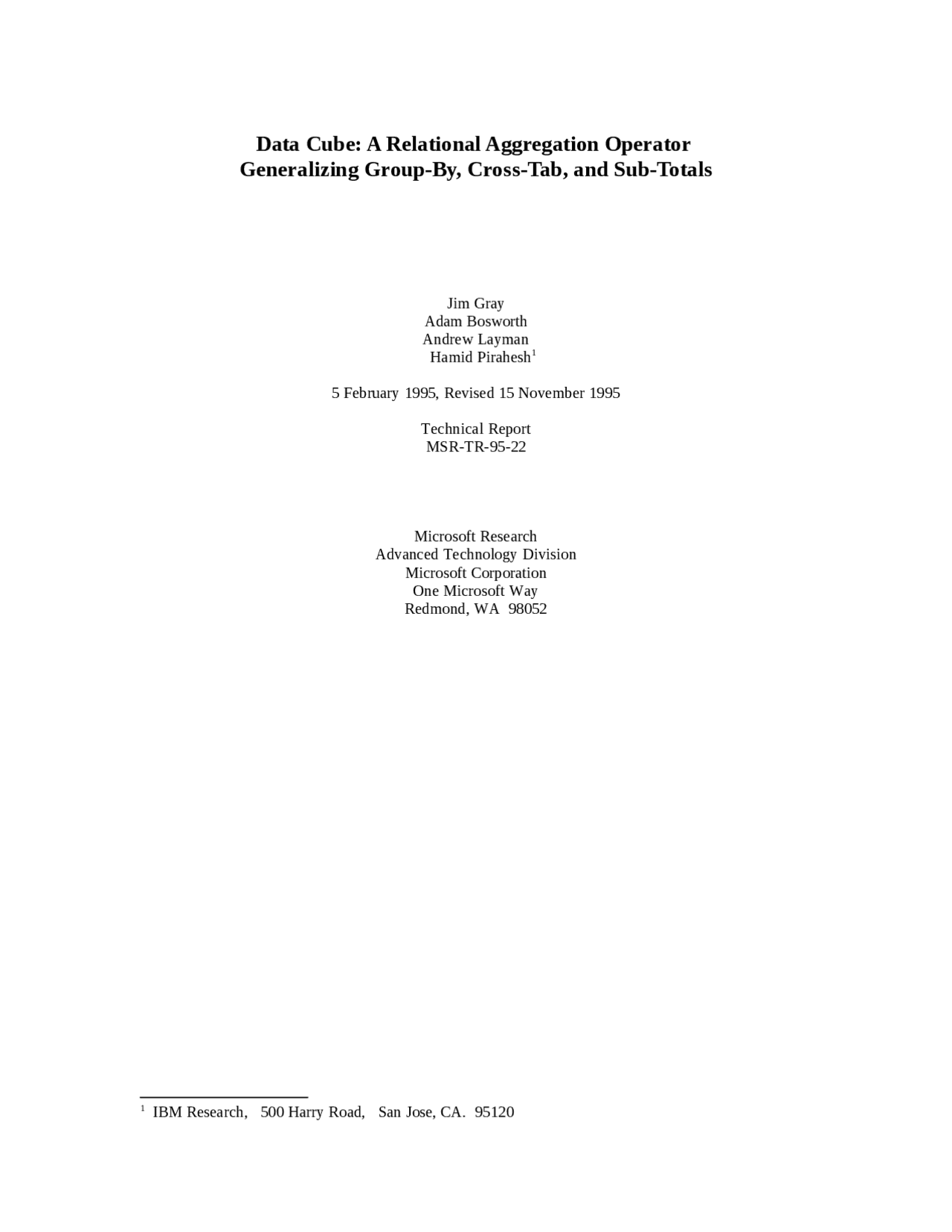 Data Cube A Relational Aggregation Operator Project Cs 236 Docsity