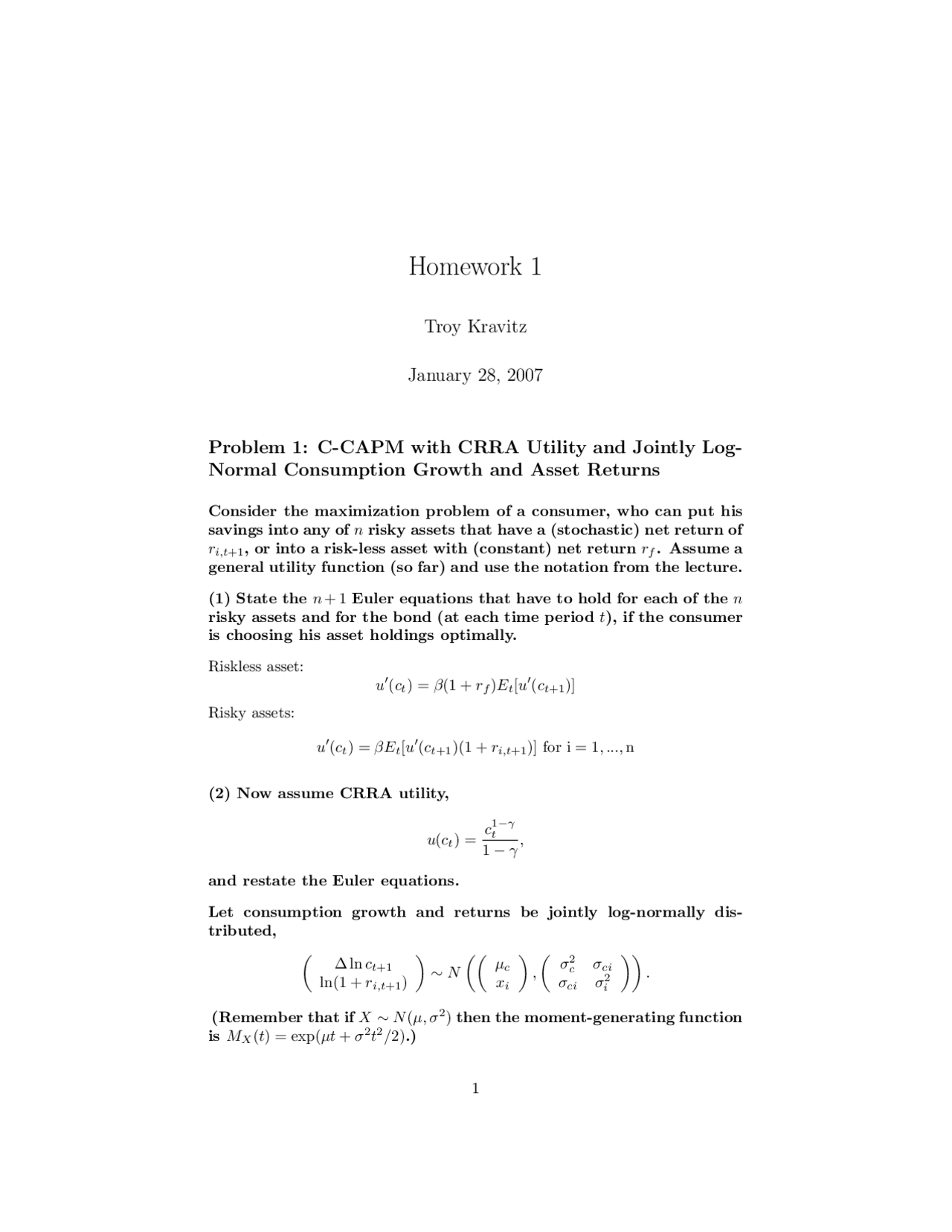 Homework 1 Solutions Macroeconomics Econ 210c Docsity