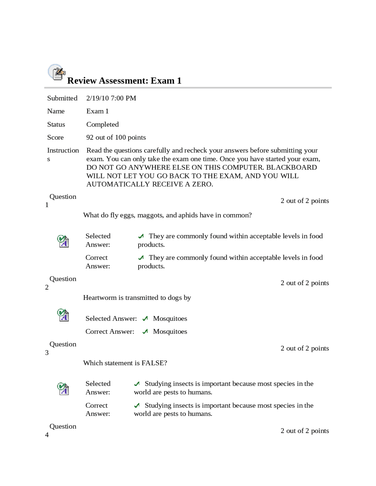 Review Assessment Exam I Insects And Human Society Ent 2004 Docsity