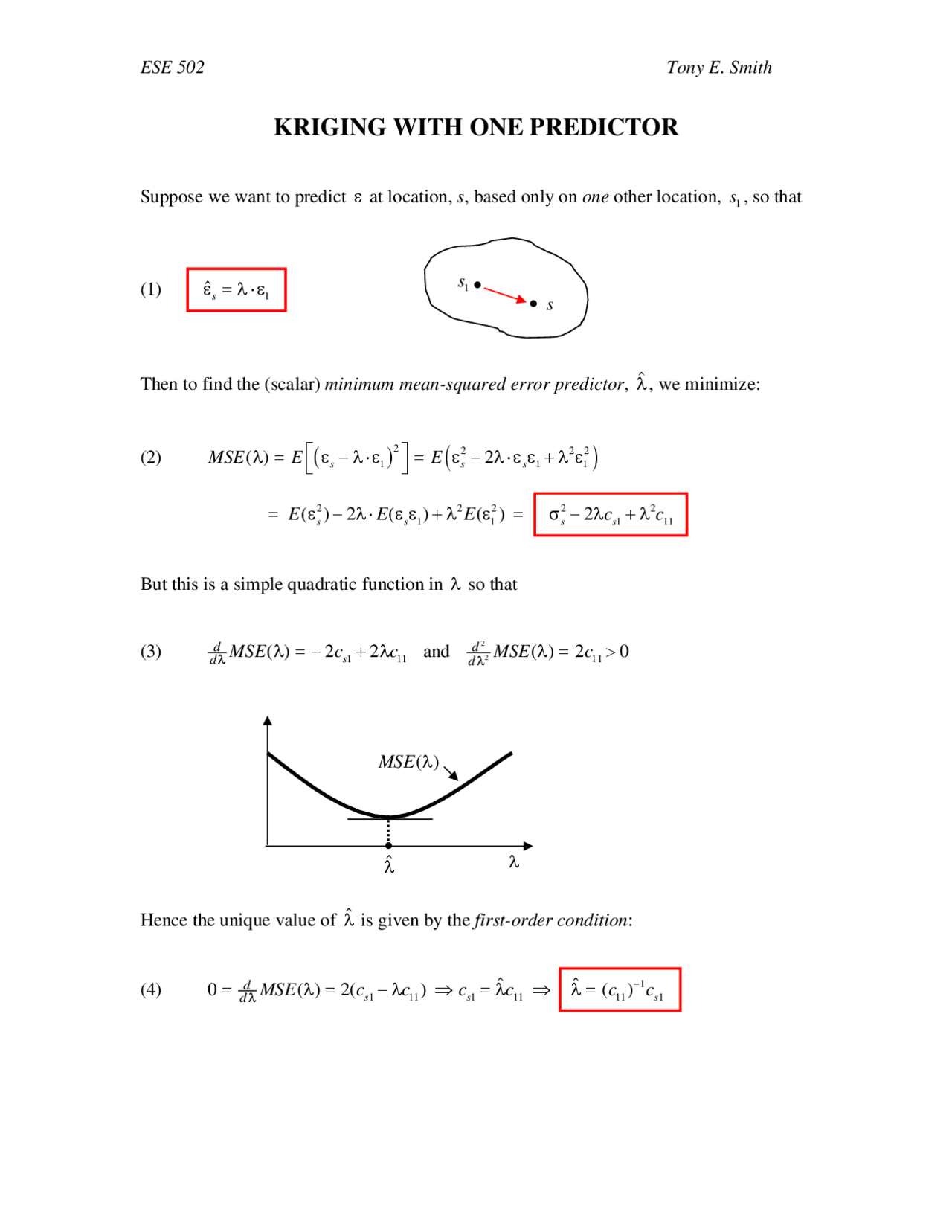 Kriging with One Predictor - Introduction to Spatial Analysis - Handout | ESE 502 - Docsity