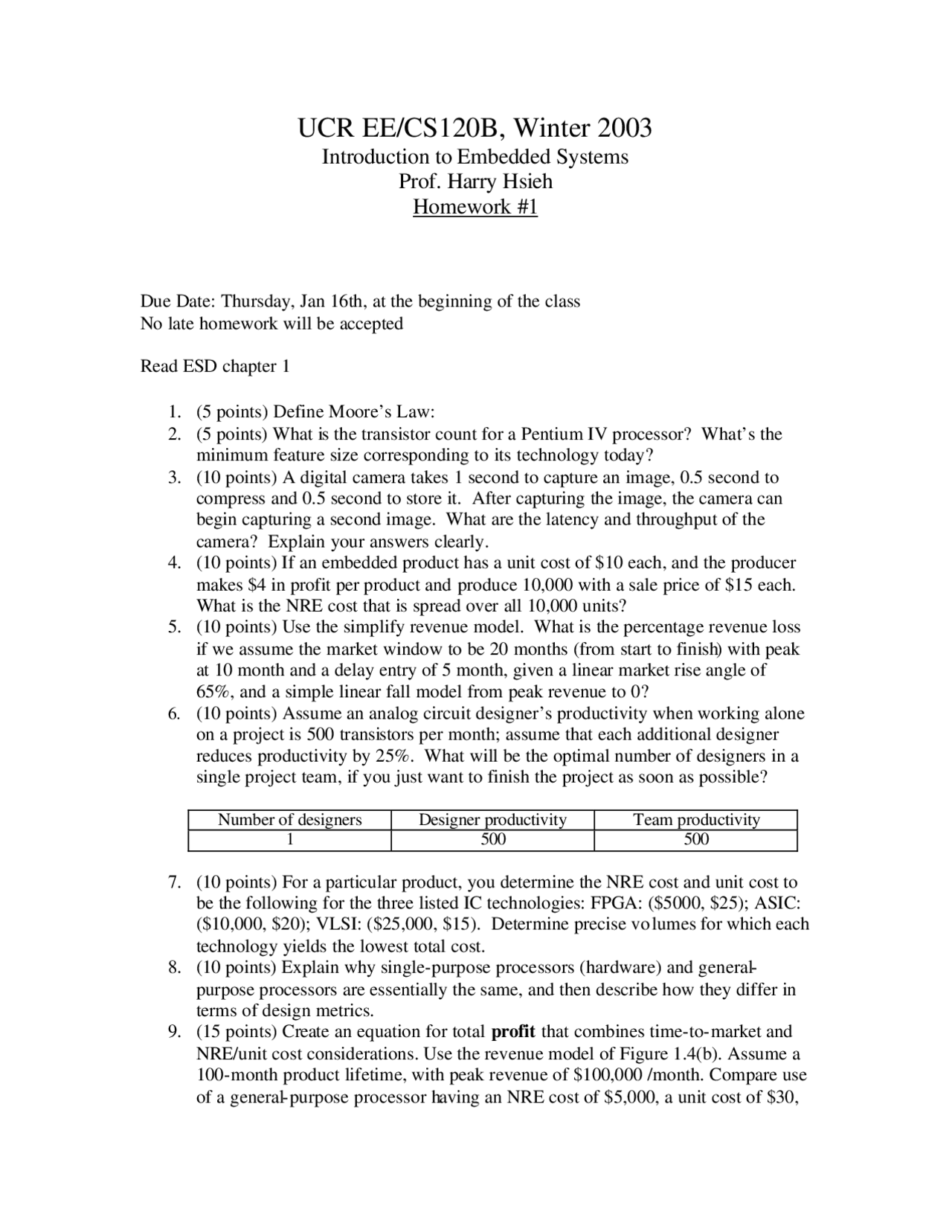 10 Questions For Assignment 1 Introduction To Embedded Systems Cs 120b Docsity