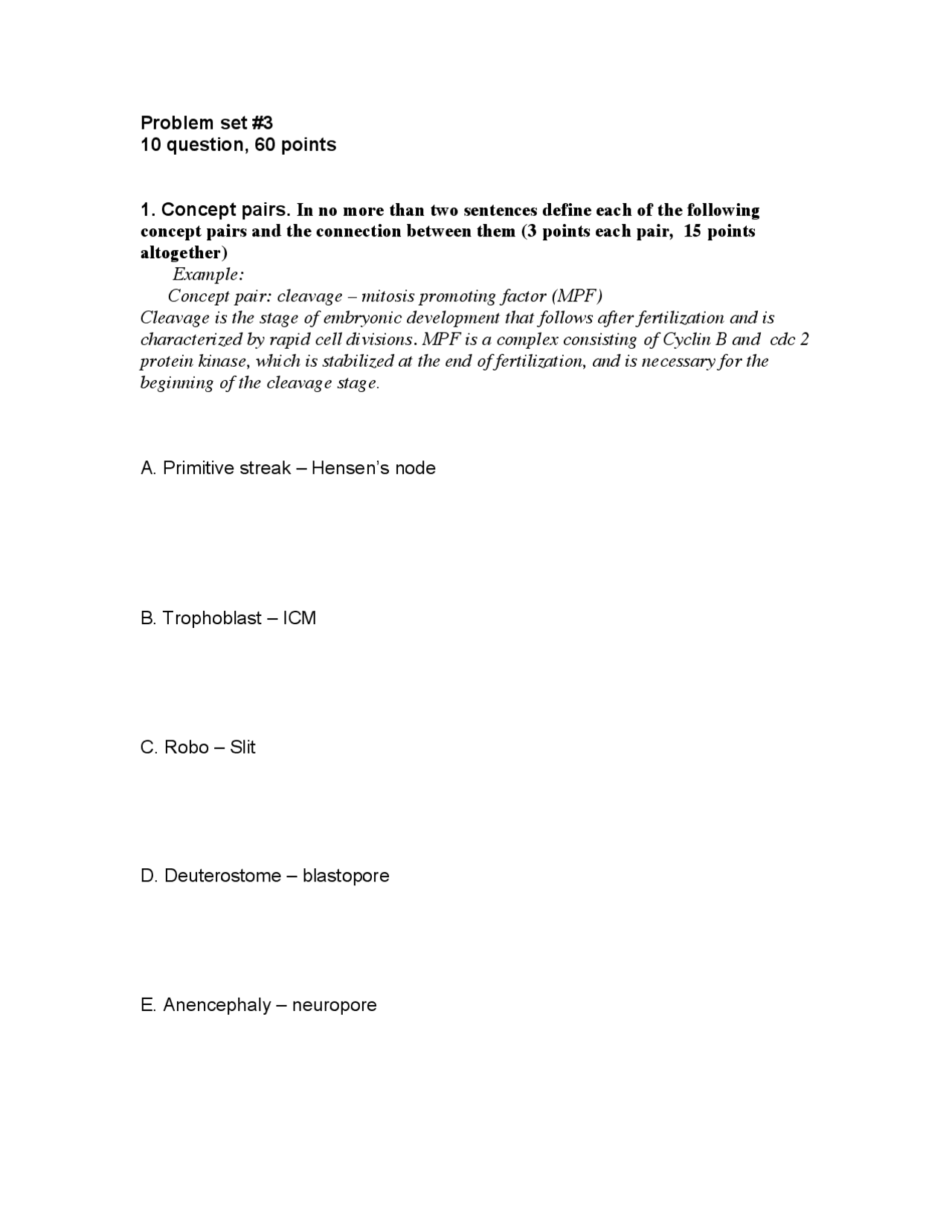 Problem Set 3 Embryos Genes And Development Bicd 130 Docsity