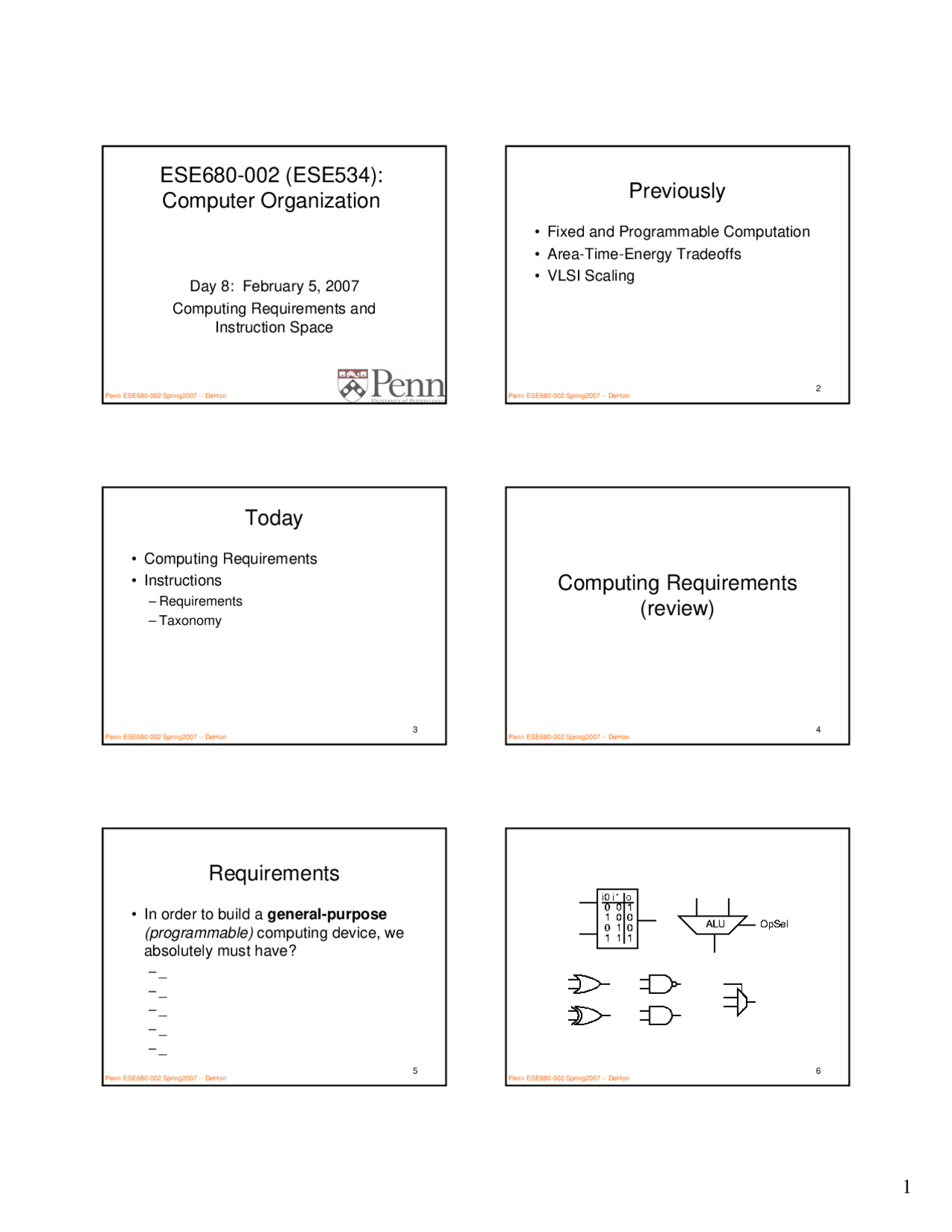 Computer Organization Computing Requirements Slides Ese 534 Docsity