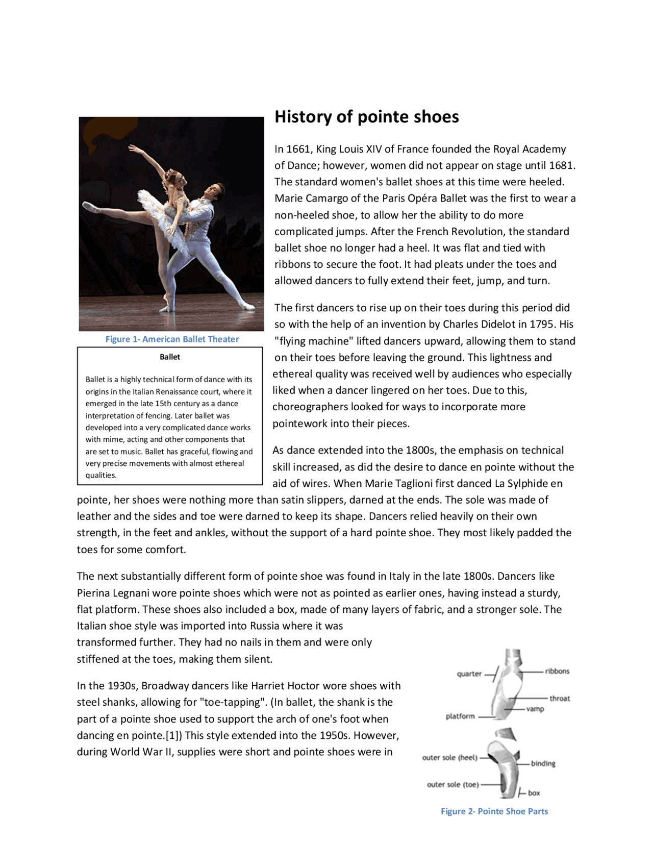 History of Pointe Shoes - Lecture Notes | CSE 3 - Docsity