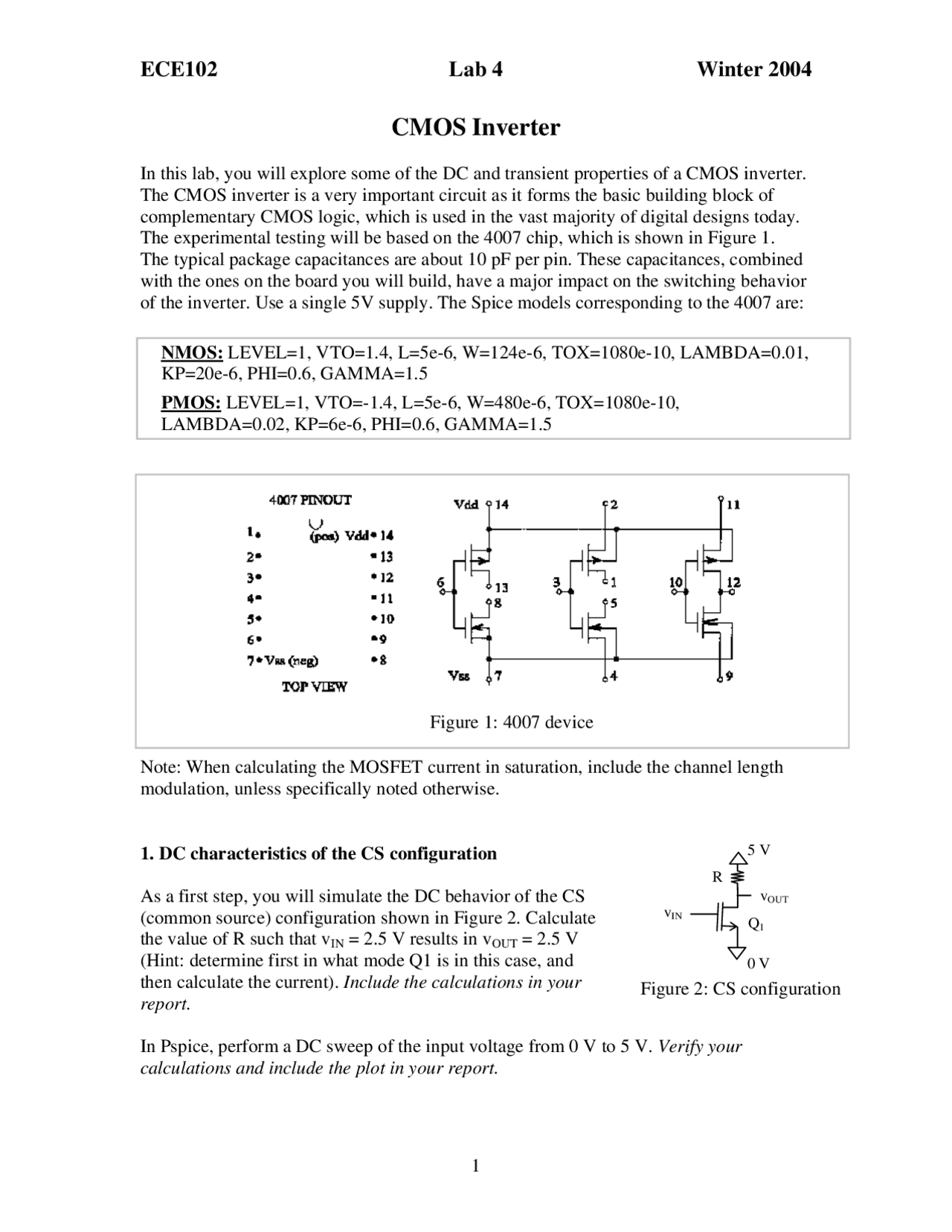 Cmos Inverter Introduction To Active Circuit Design Lecture Notes