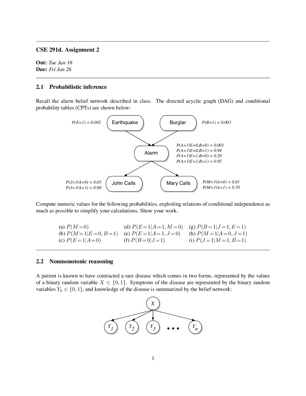 Assignment #2 Problems - Latent Variable Models | CSE 291 - Docsity