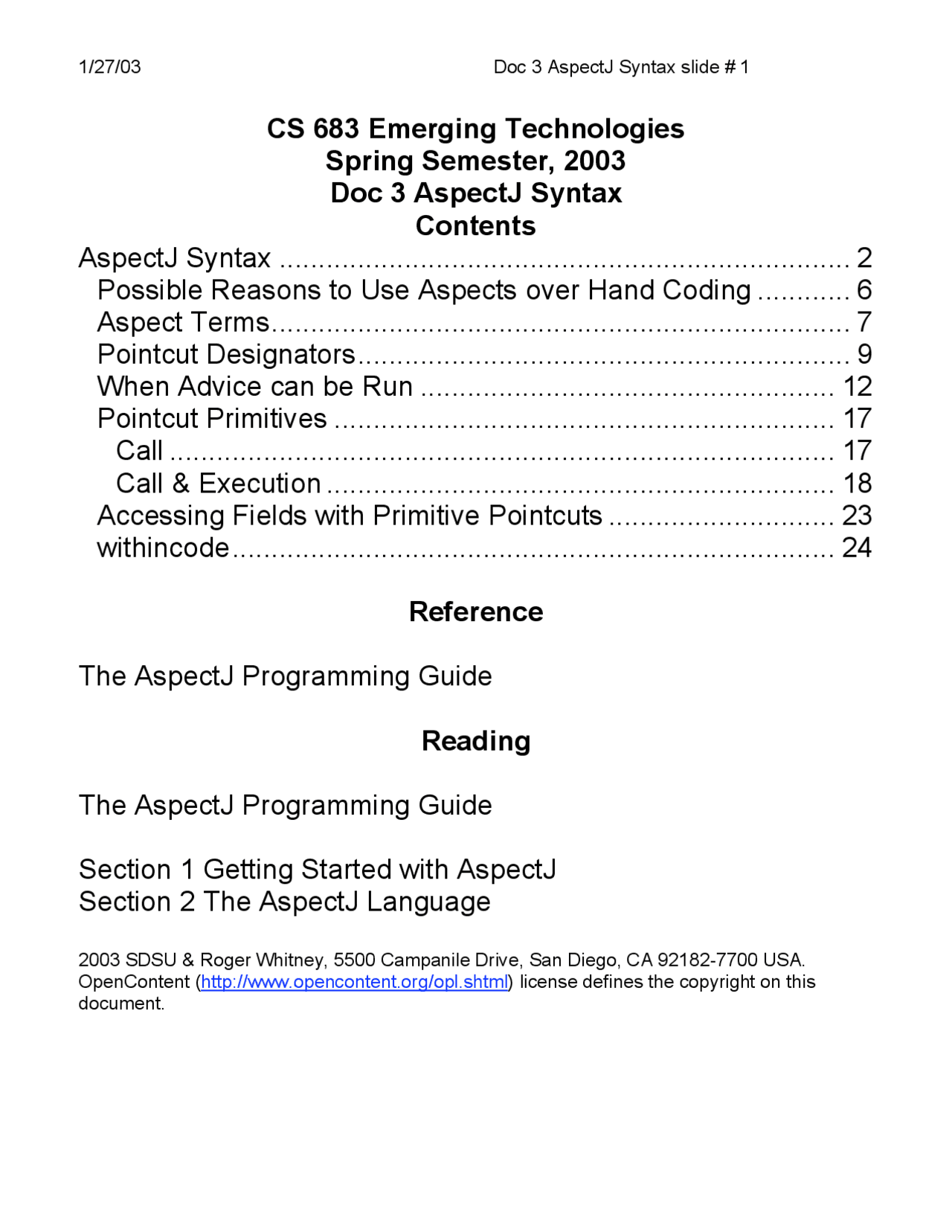 AspectJ: PointChanged Aspect for Tracking Object Modifications - Prof. R. E. Whitney | Study ...