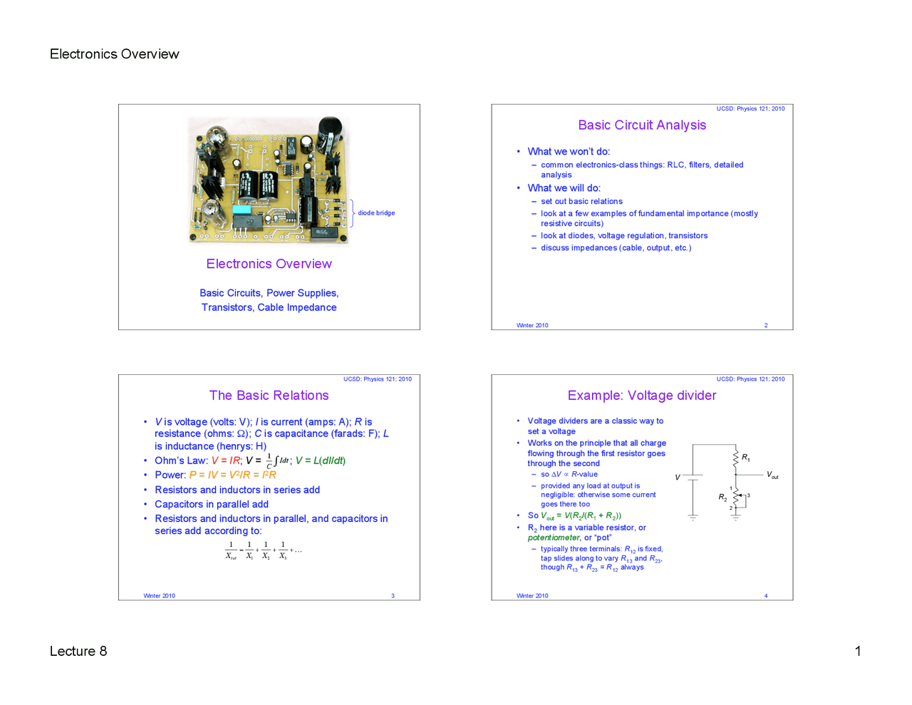 Basic Circuit Analysis Voltage Divider Slides Poli 121 Docsity