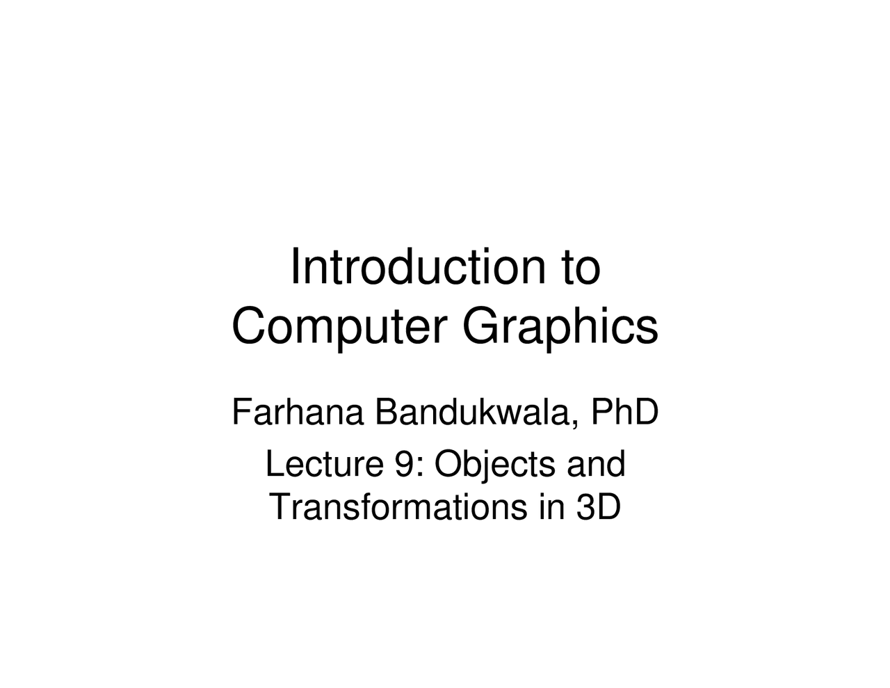 Objects And Transformations In 3d Lecture Notes Socc 167 Docsity