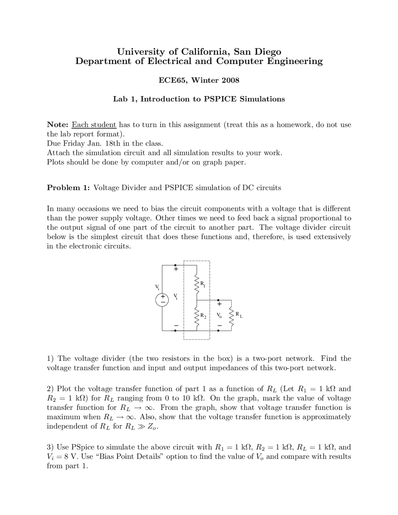 Introduction To Pspice Simulations Components And Circuits Lab Ece