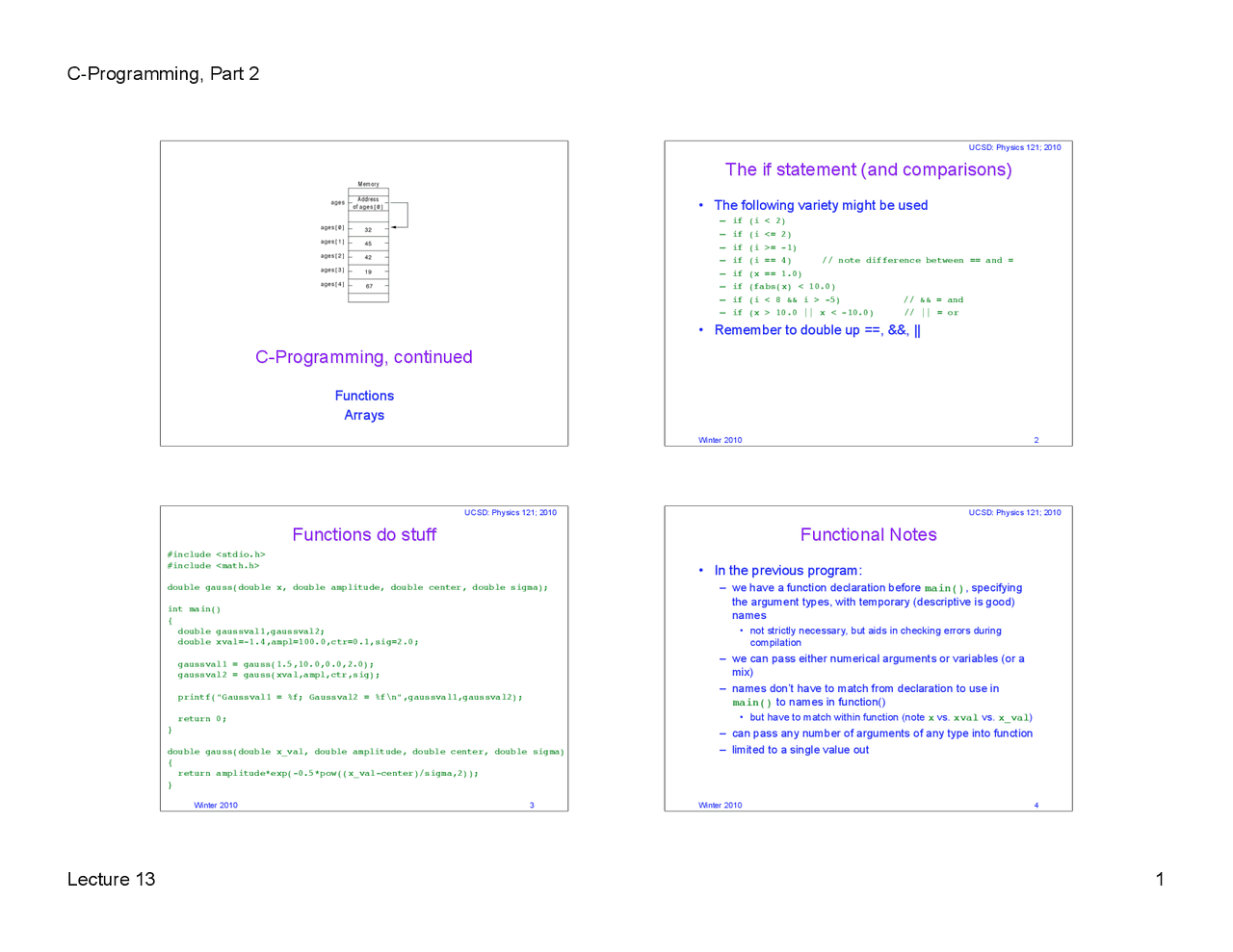 Notes On C Programming Experimental Techniques Phys 121 Docsity