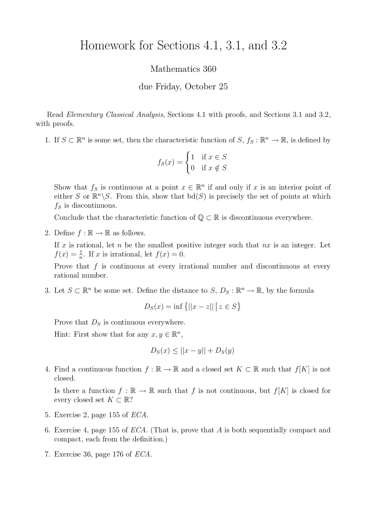 7 Questions On Advanced Calculus Assignment 6 Math 360 Docsity