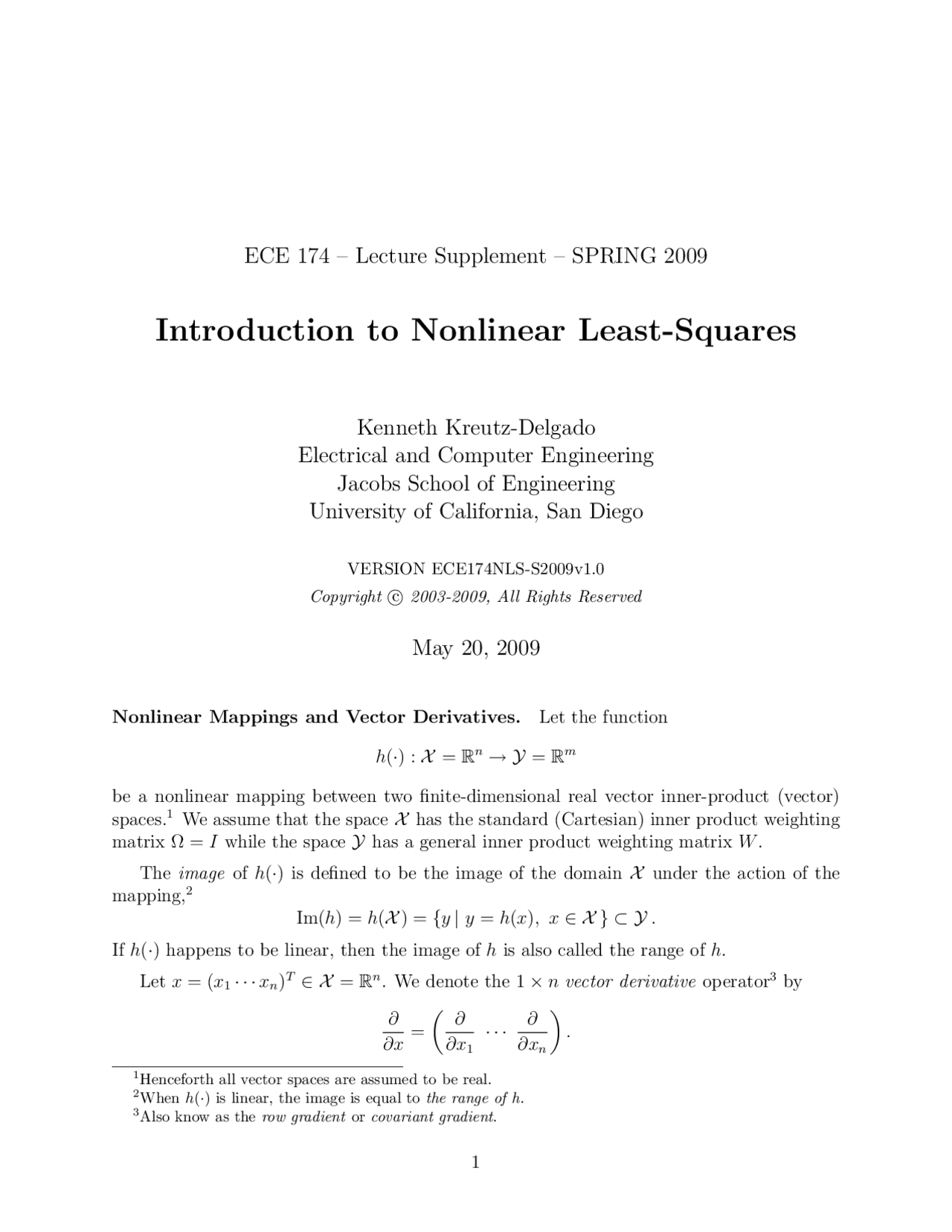 Introduction To Nonlinear Least Squares Notes Ltsp 174 Docsity