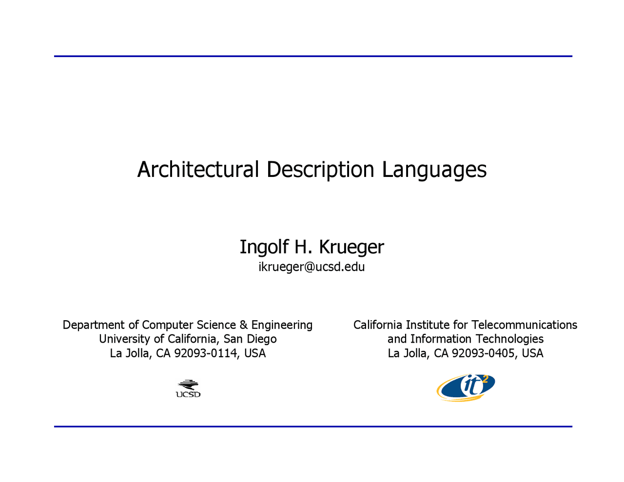 Architectural Description Languages Lecture Slides Cse 218 Docsity