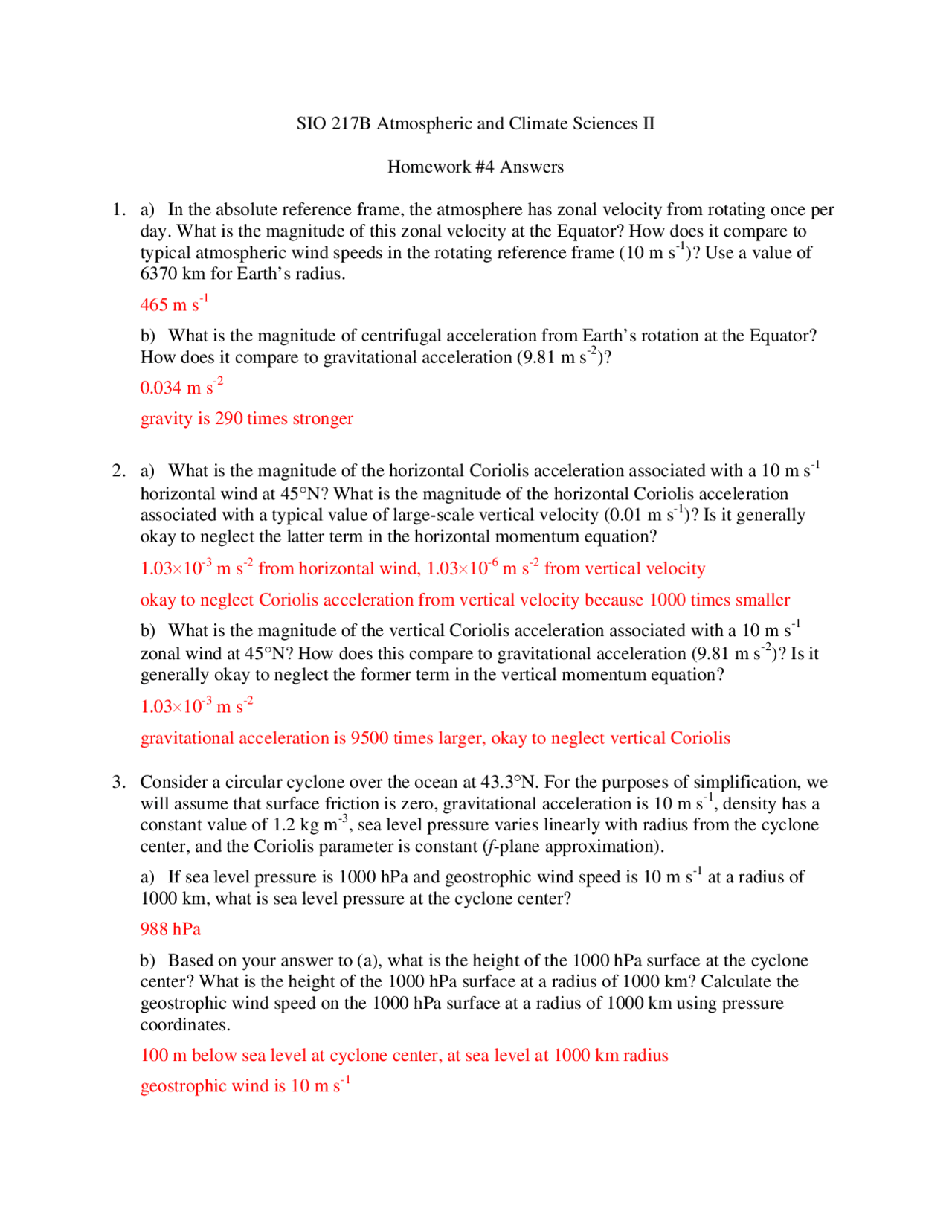 Solved Homework 4 Atmospheric And Climate Science Ii Sio 217c Docsity