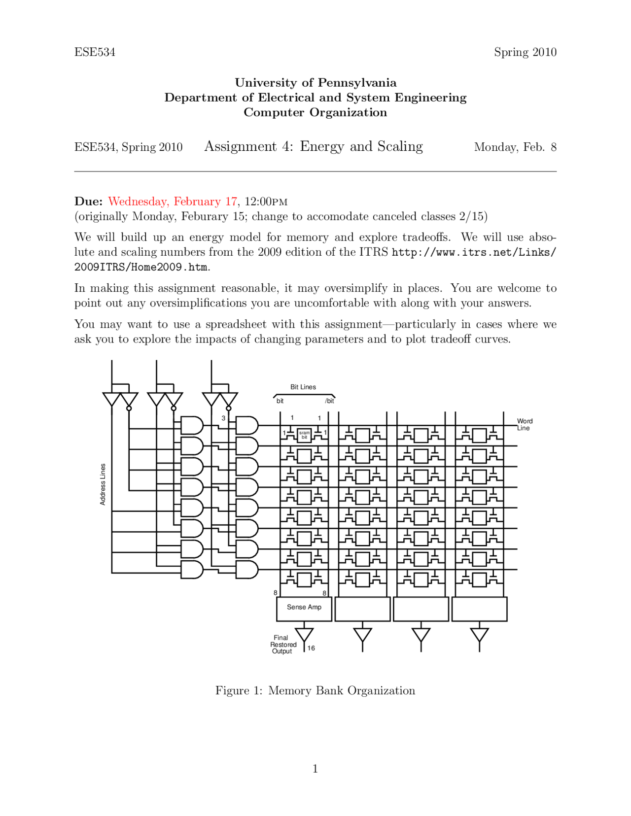 Assignment 4: Energy and Scaling - Computer Organization | ESE 534 ...