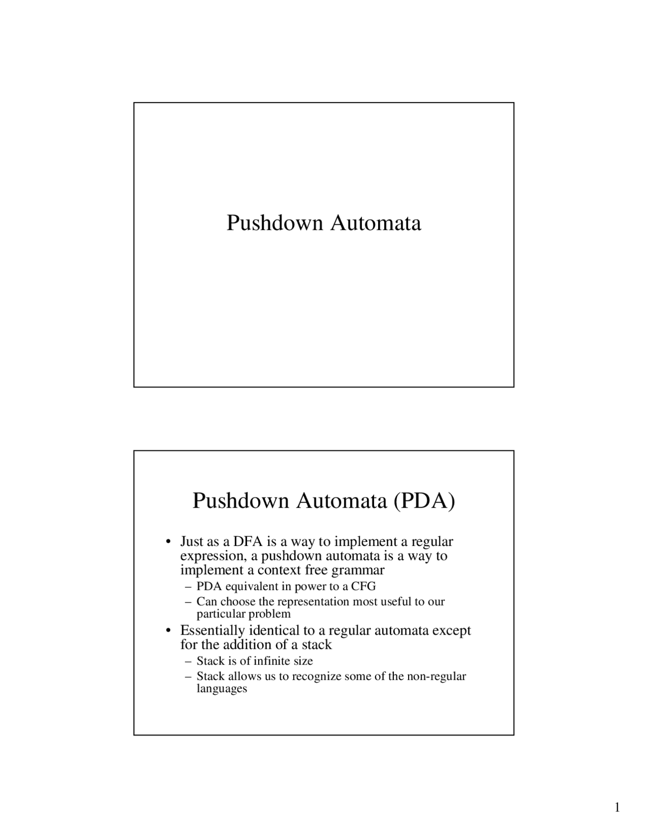 Lecture Slides On Pushdown Automata Cs A351 Docsity