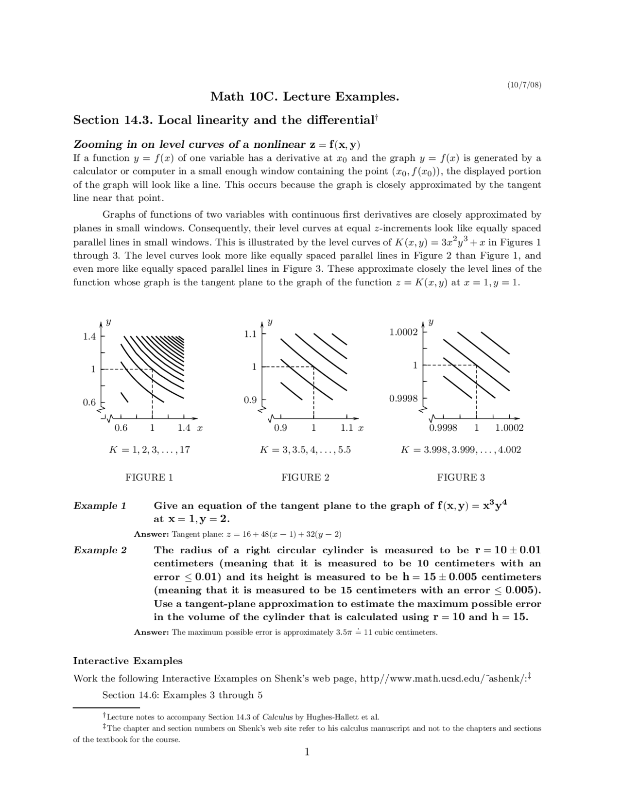Local Linearity And Differential Lecture Examples Poli 10 Docsity